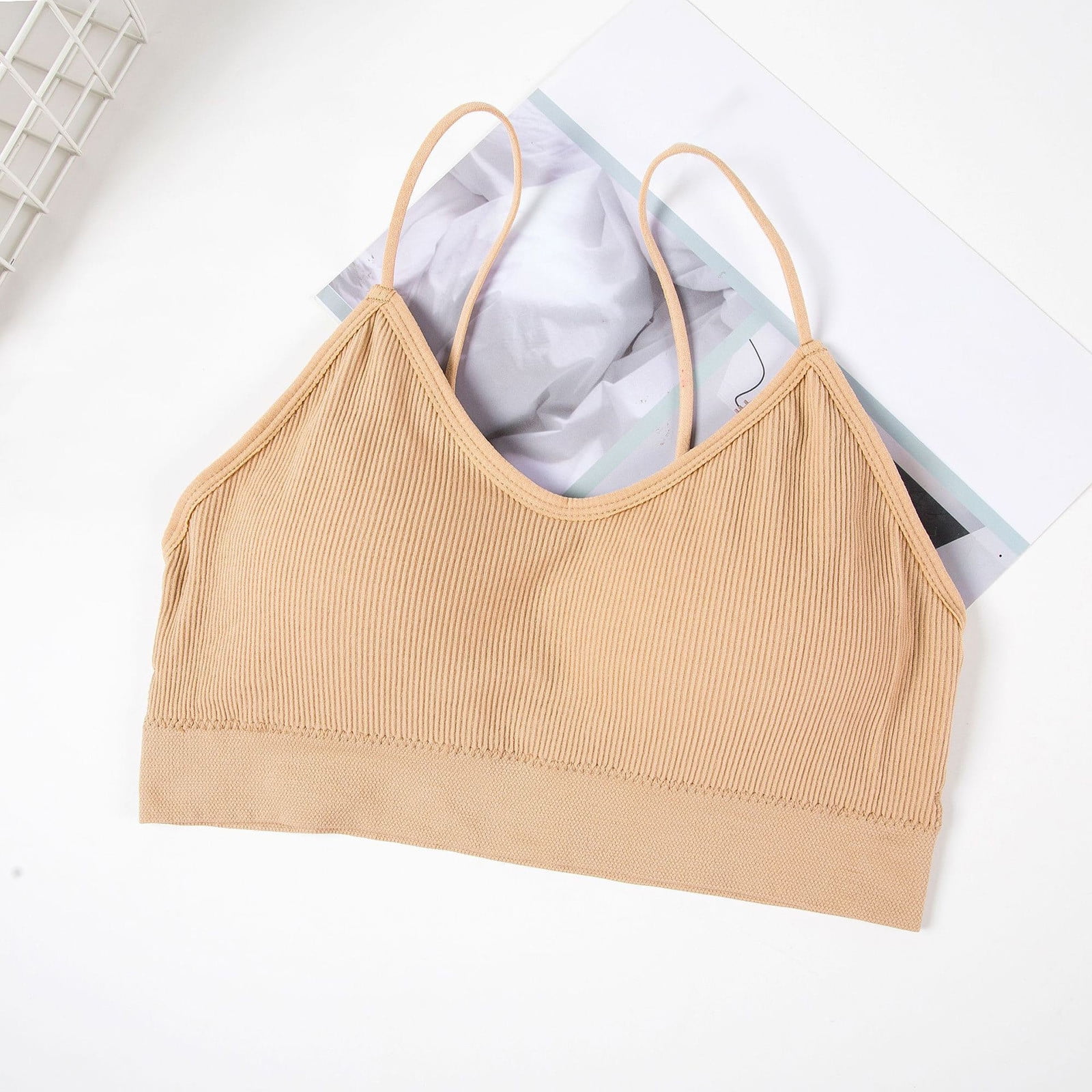 TYGHBN Women Solid Color Thread Tube Top Chest Pad Beautiful Strap ...