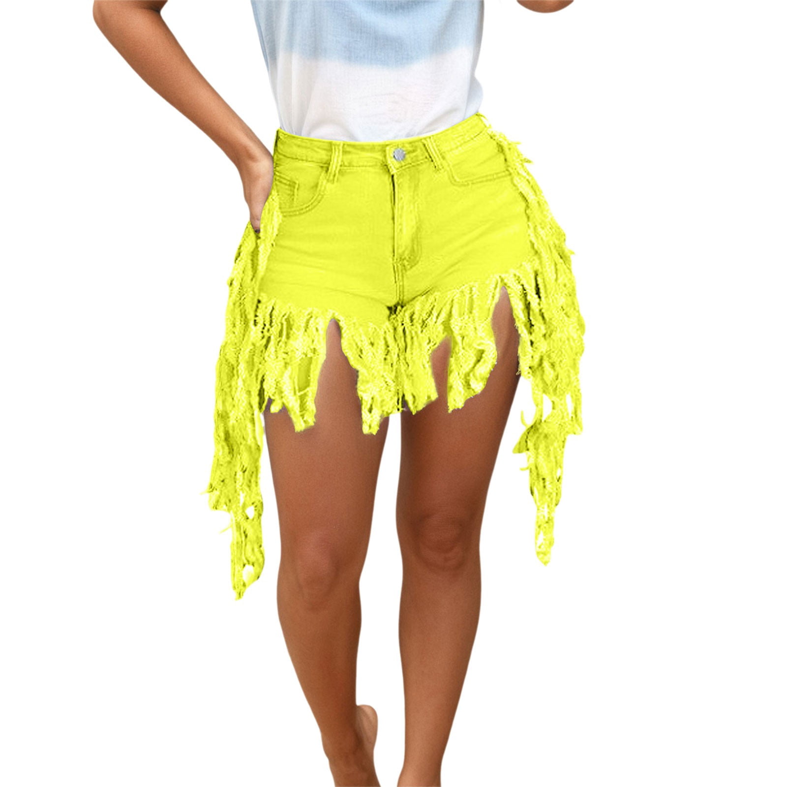 TYGHBN Women's Casual Shorts with Fringe Detail Comfortable Summer ...