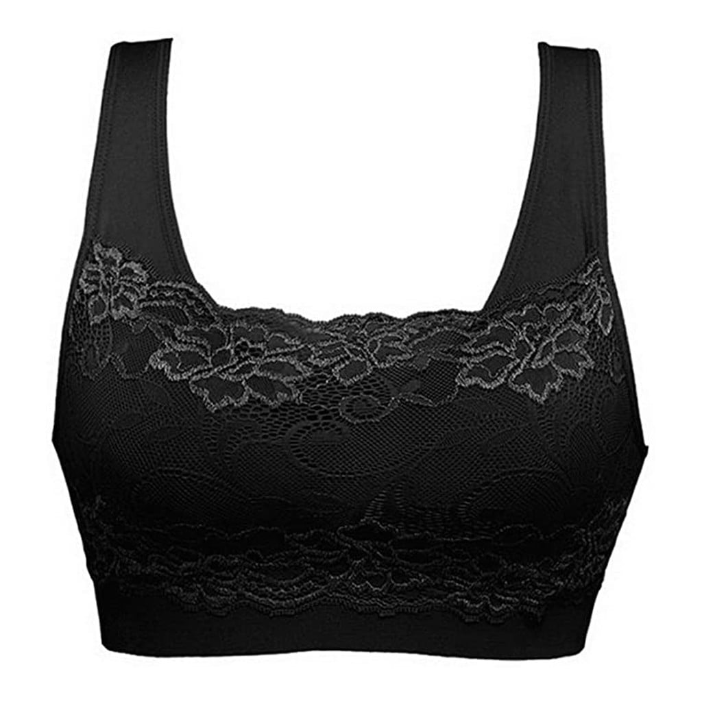 TYGHBN Women's Seamless Lace Bra Top with Front Lace Cover Sports Bra ...