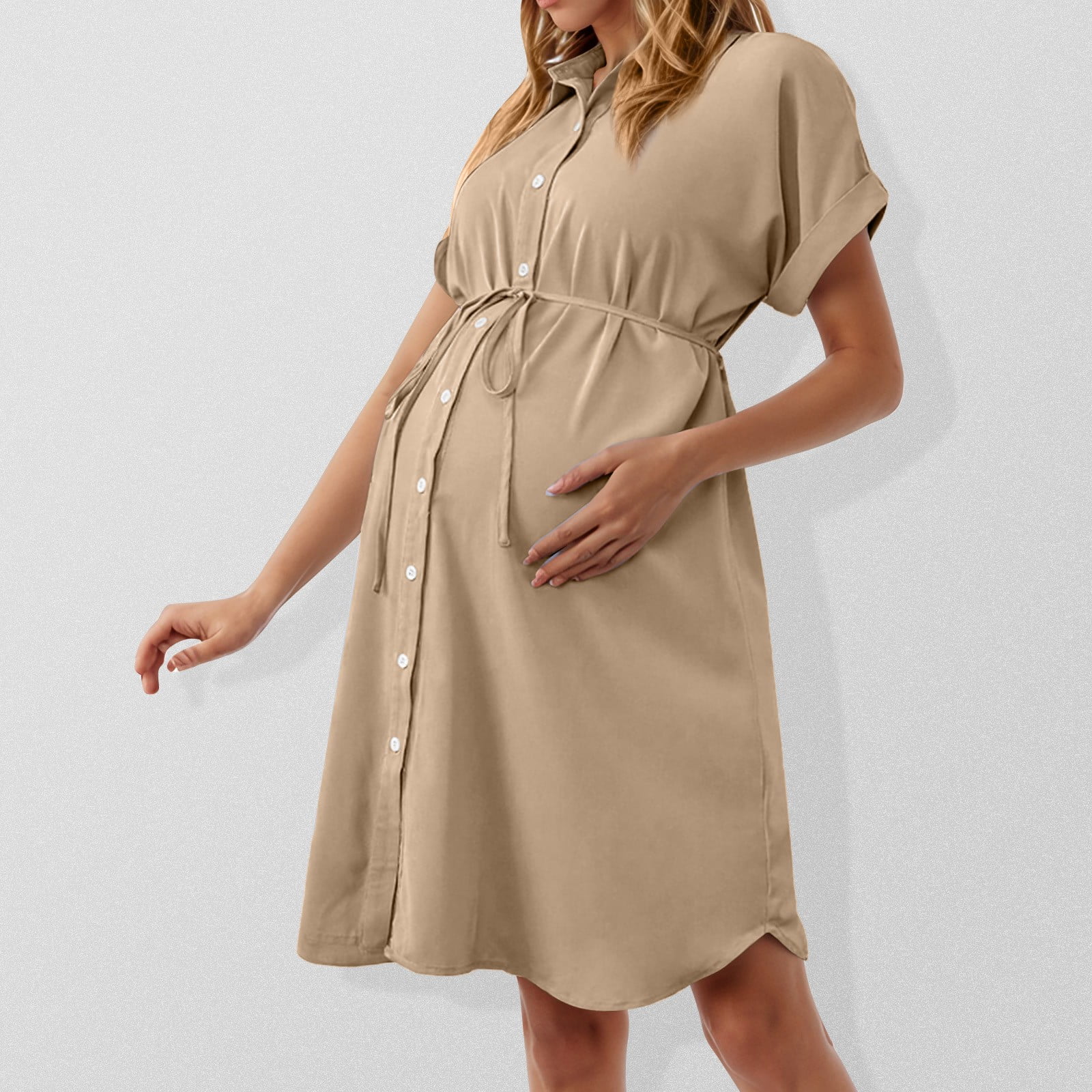 TYGHBN Womens Maternity Casual Shorts Sleeve V Neck Loose Shirts Dress ...