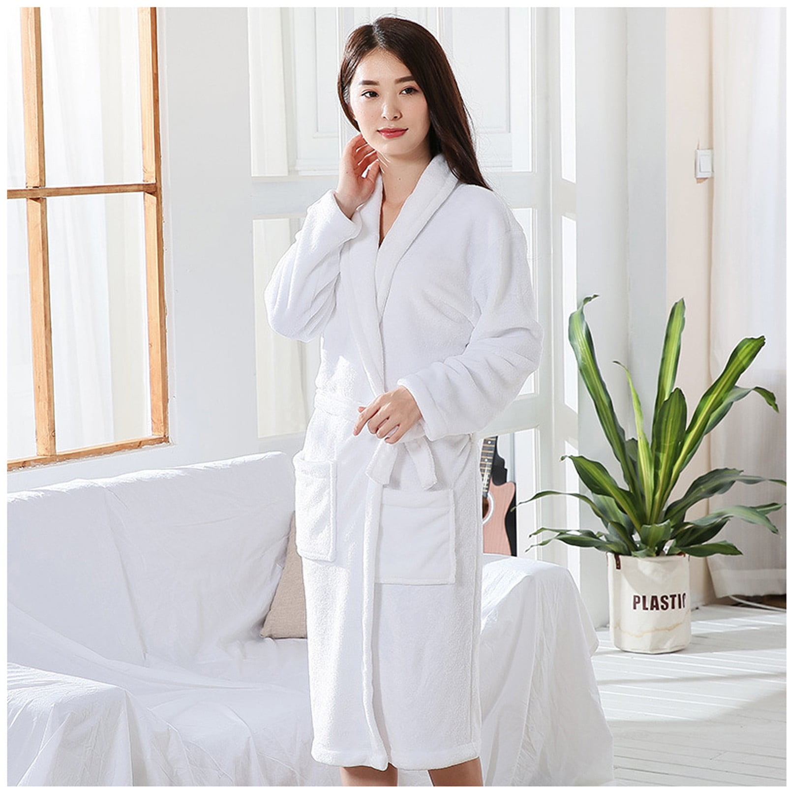 TYGHBN Womens Robes Warm Winter Robe Zip Up Long Bath Robes Female ...