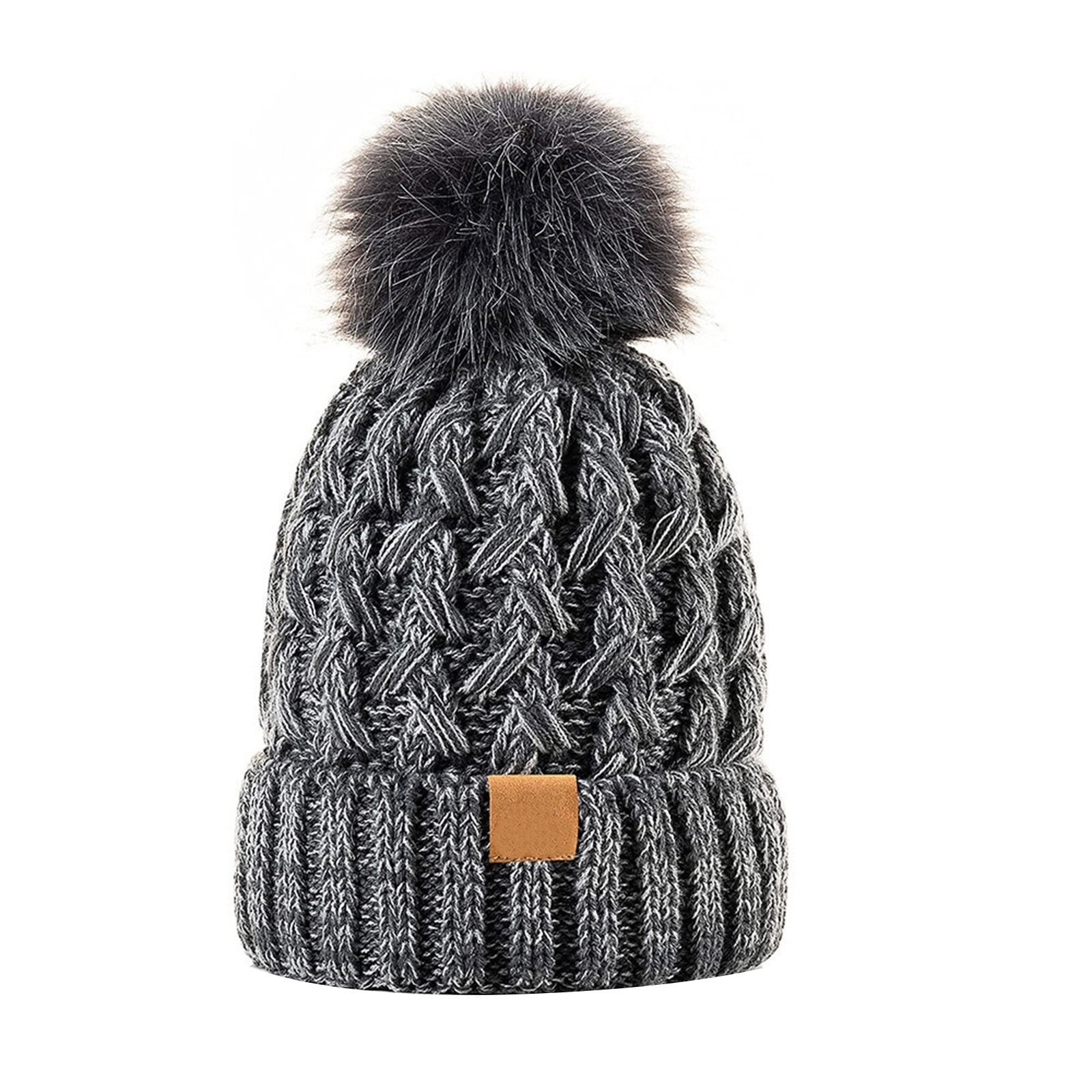 TYGHBN Womens Winter Ribbed Cap Knit Pompom Soft Warm Hat Winter Pack Gear Hat Cap Winter ...