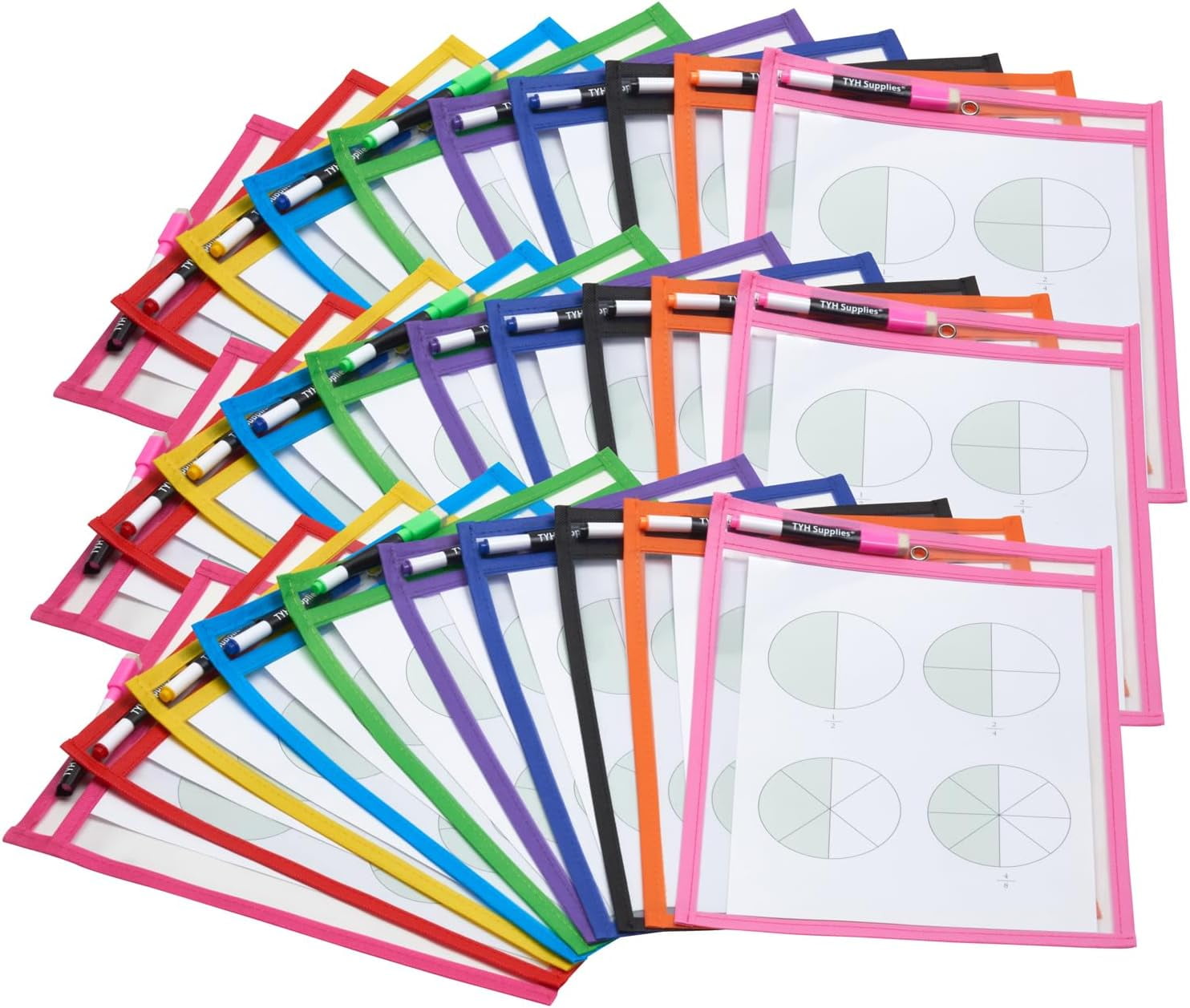 TYH Supplies 30 Pack Heavy Duty Dry Erase Pocket Sleeves | 10 x 14 Inch ...
