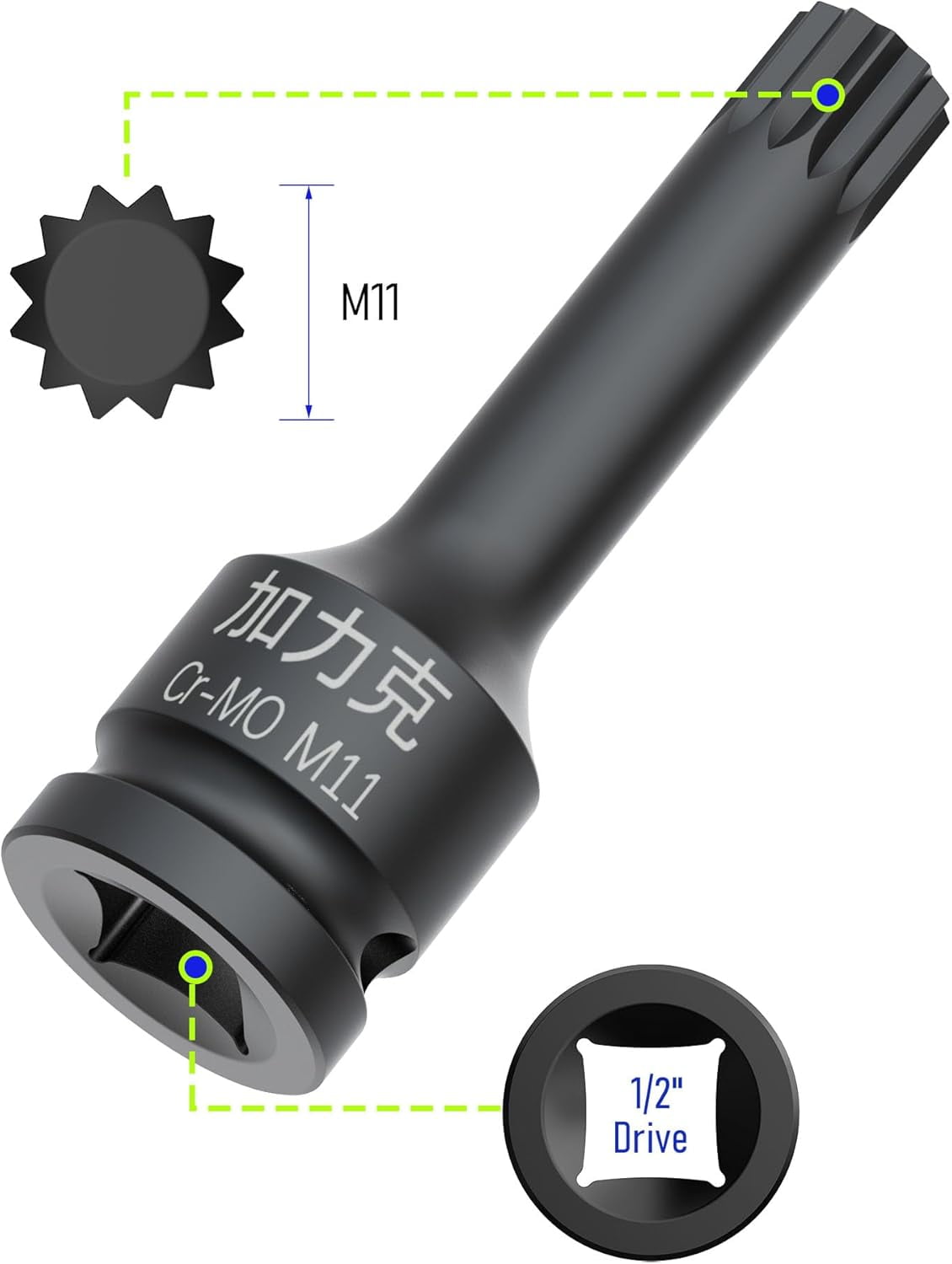 TYHREF-1/2-Inch Drive x M11(11mm） Impact XZN Triple Square Spline Bit ...