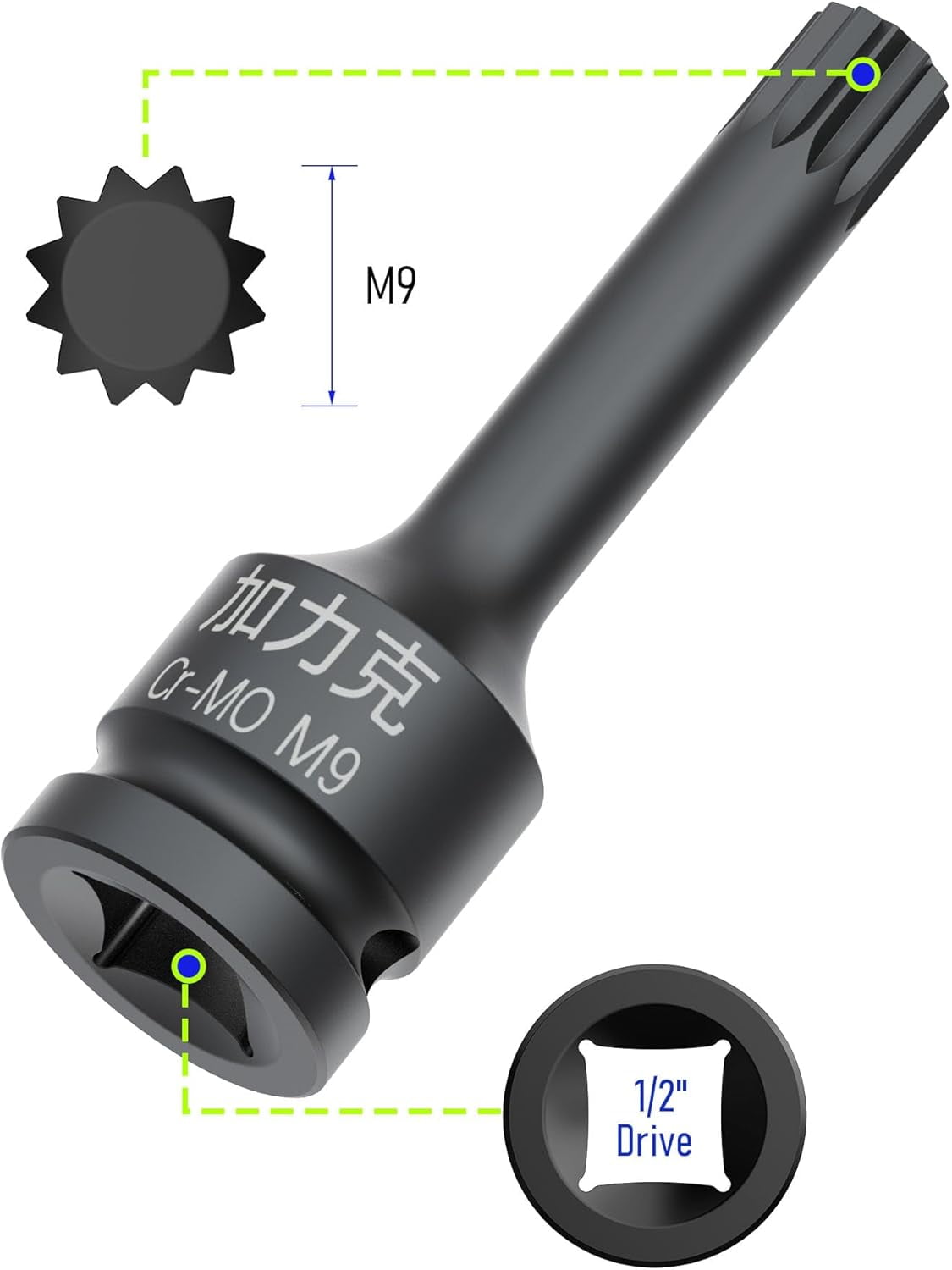 TYHREF-1/2-Inch Drive x M9(9mm） Impact XZN Triple Square Spline Bit ...