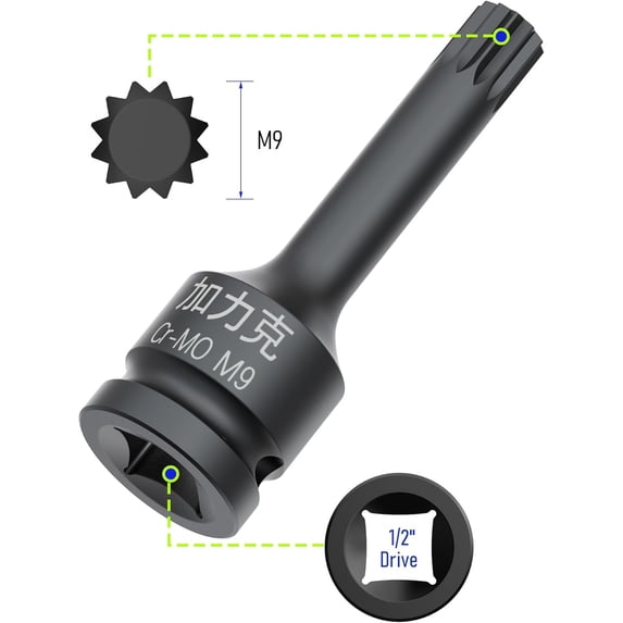 TYHREF-1/2-Inch Drive x M9(9mm） Impact XZN Triple Square Spline Bit ...