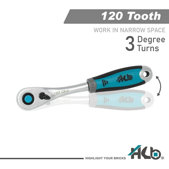 TYHREF-1/4" Drive 120-Tooth Ratchet Handle AHU025-U | 3° Arc Swing ...