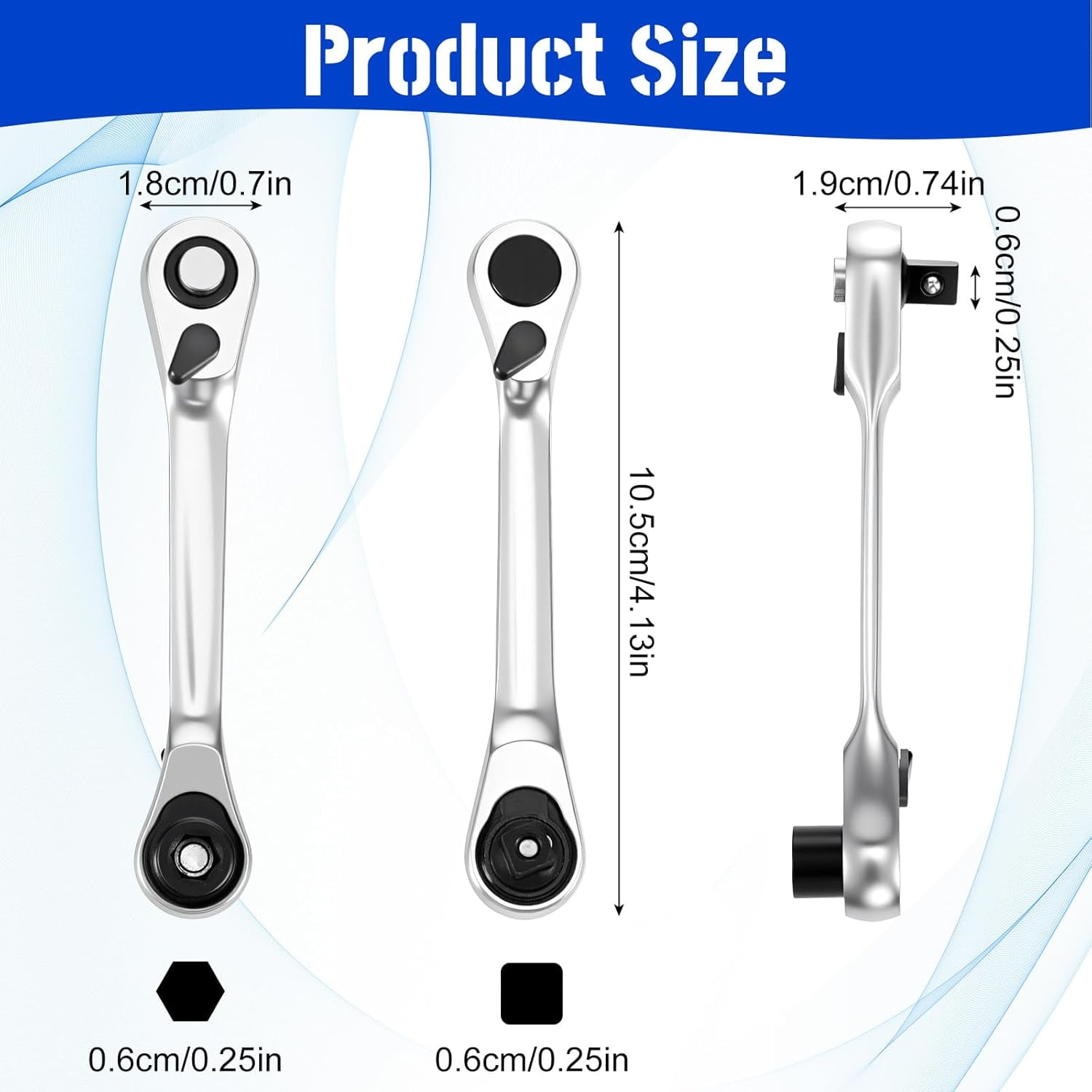 TYHREF-1/4 Inch Double Headed Ratchet Wrench, 72 Tooth Drive Socket and ...