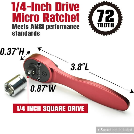 TYHREF-1/4-inch Drive Mini Ratchet - 72-Tooth Socket Driver Ratchet ...