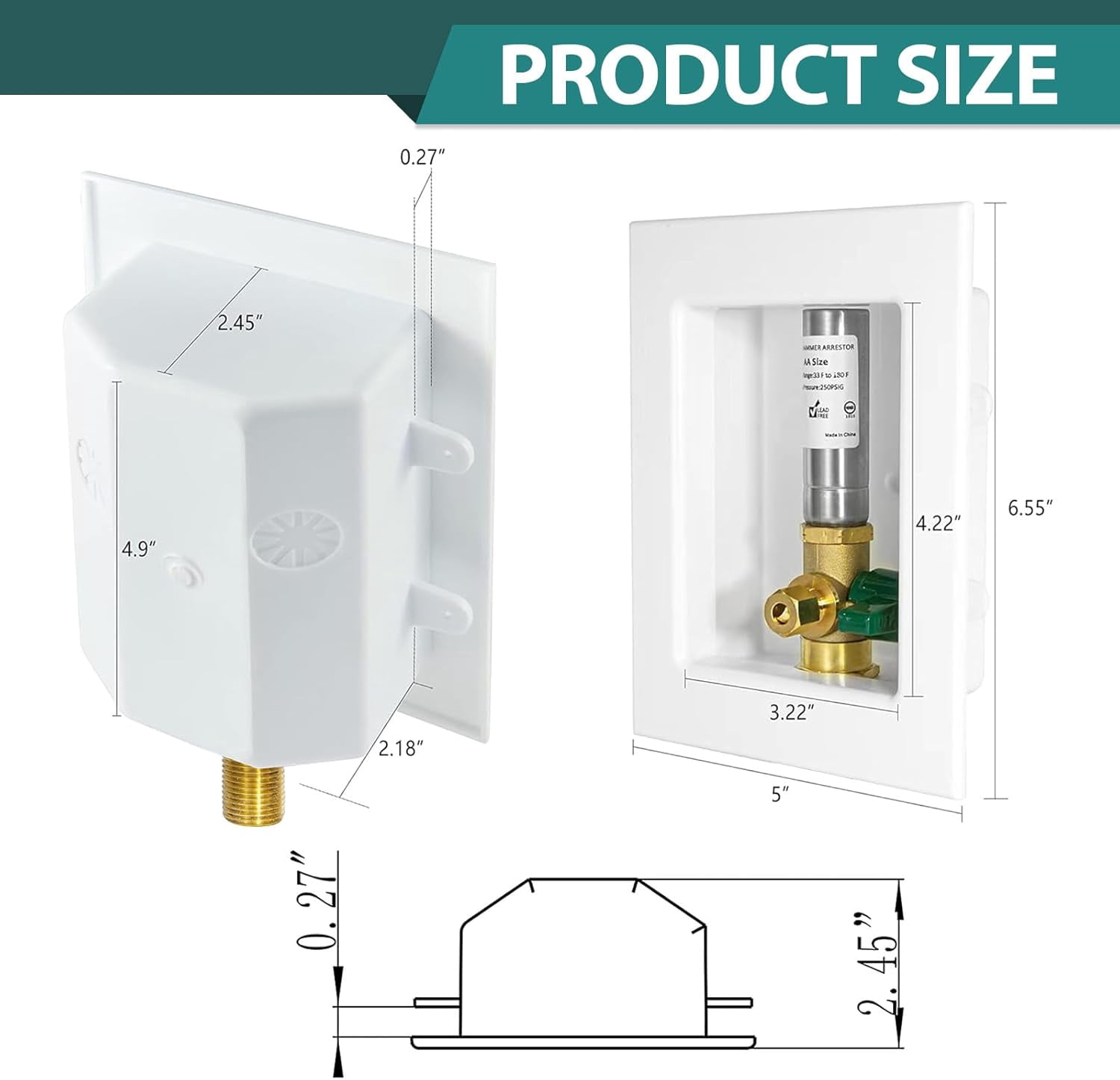 TYHREF-1-Pack Ice Maker Outlet Box, 1/2 Inch Sweat Inlet, Ice Maker Box ...