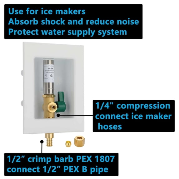 TYHREF-(1 Pack) Ice Maker Outlet Box PEX With Hammer Arrestor, Inlet 1/ ...