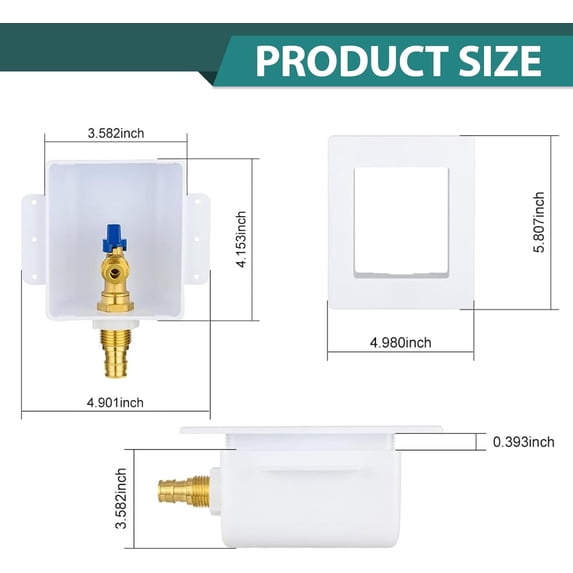 TYHREF-1-Pack PEX Crimp Ice Maker Outlet Box, 1/2 Inch PEX Crimp Inlet ...