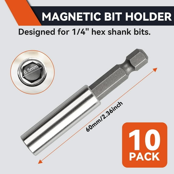 TYHREF-10 Pack Magnetic Extension Bit Holder, 1/4" Strong Hex Shank ...