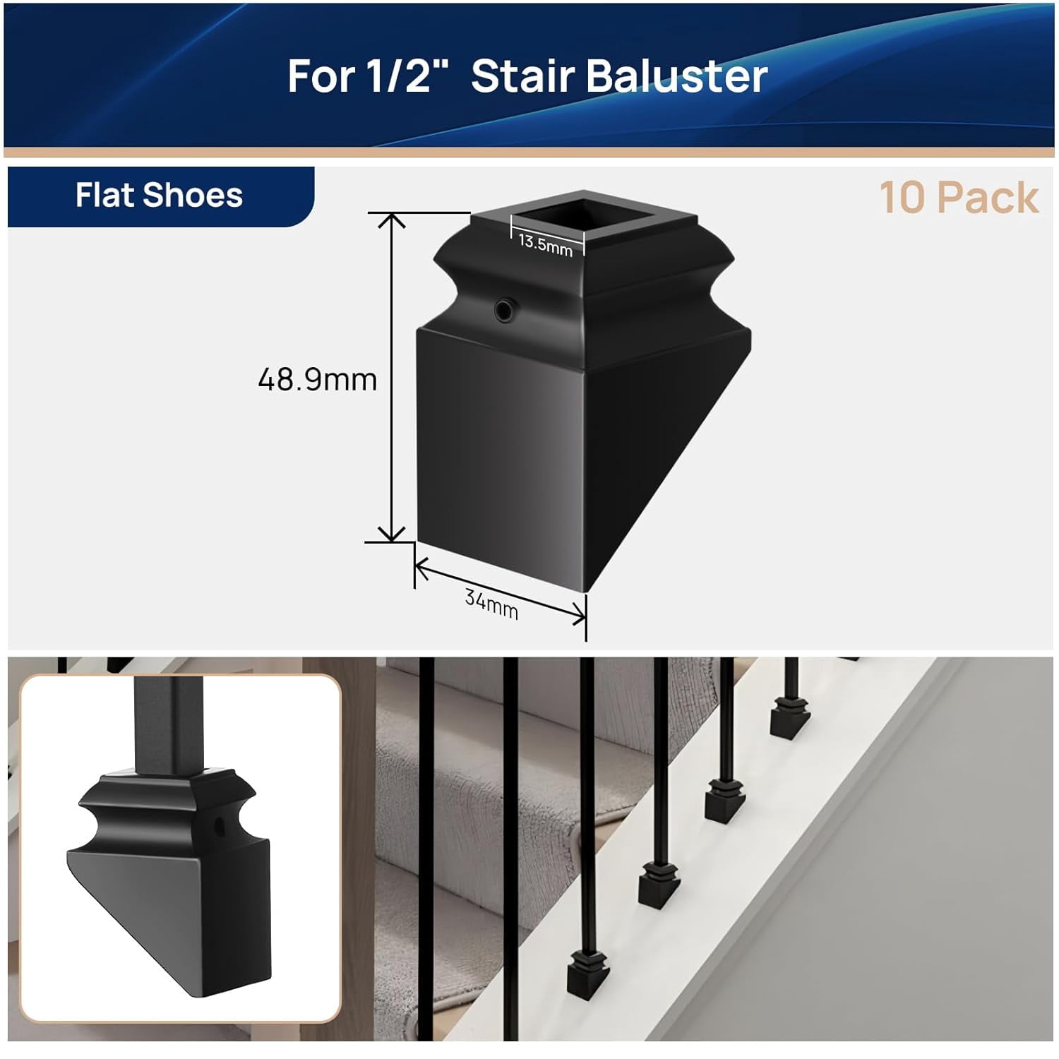 TYHREF-10 Pack Wrought Iron Balusters Shoes Slant Shoes with Allen ...