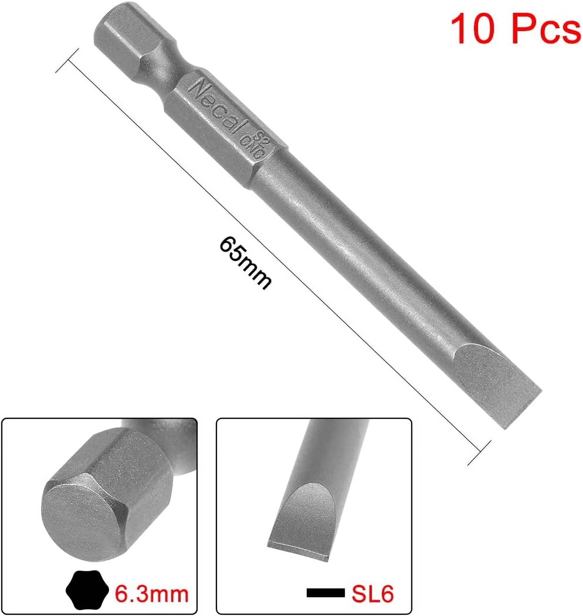 TYHREF-10 Pcs 6mm Slotted Tip Magnetic Flat Head Screwdriver Bits, 1/4 ...