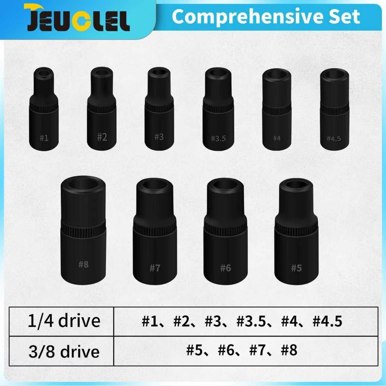 TYHREF-10Pcs Tap Socket Wrench Set (Magnetic), 1/4” & 3/8” Drive ...