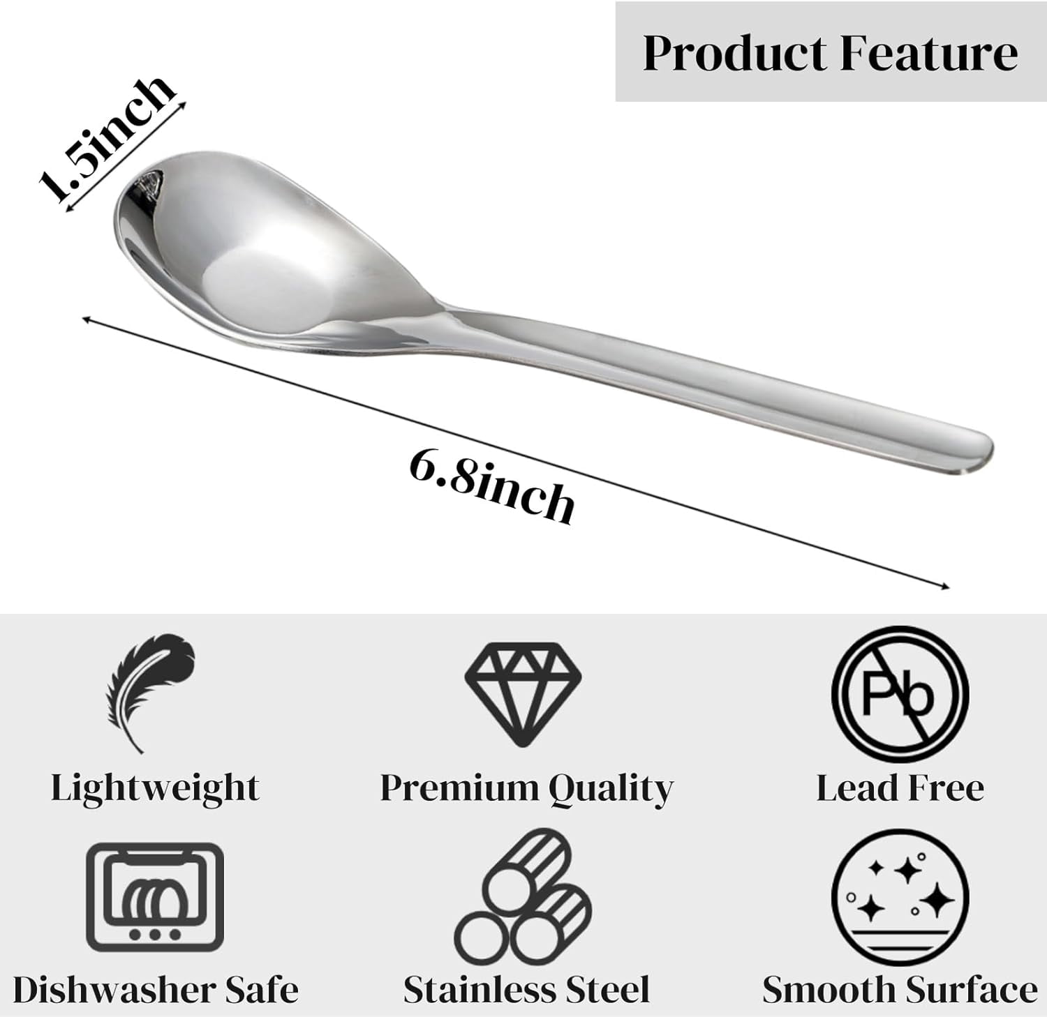 TYHREF-12 Pack Stainless Steel Soup Spoons, Premium Mirror Polished ...