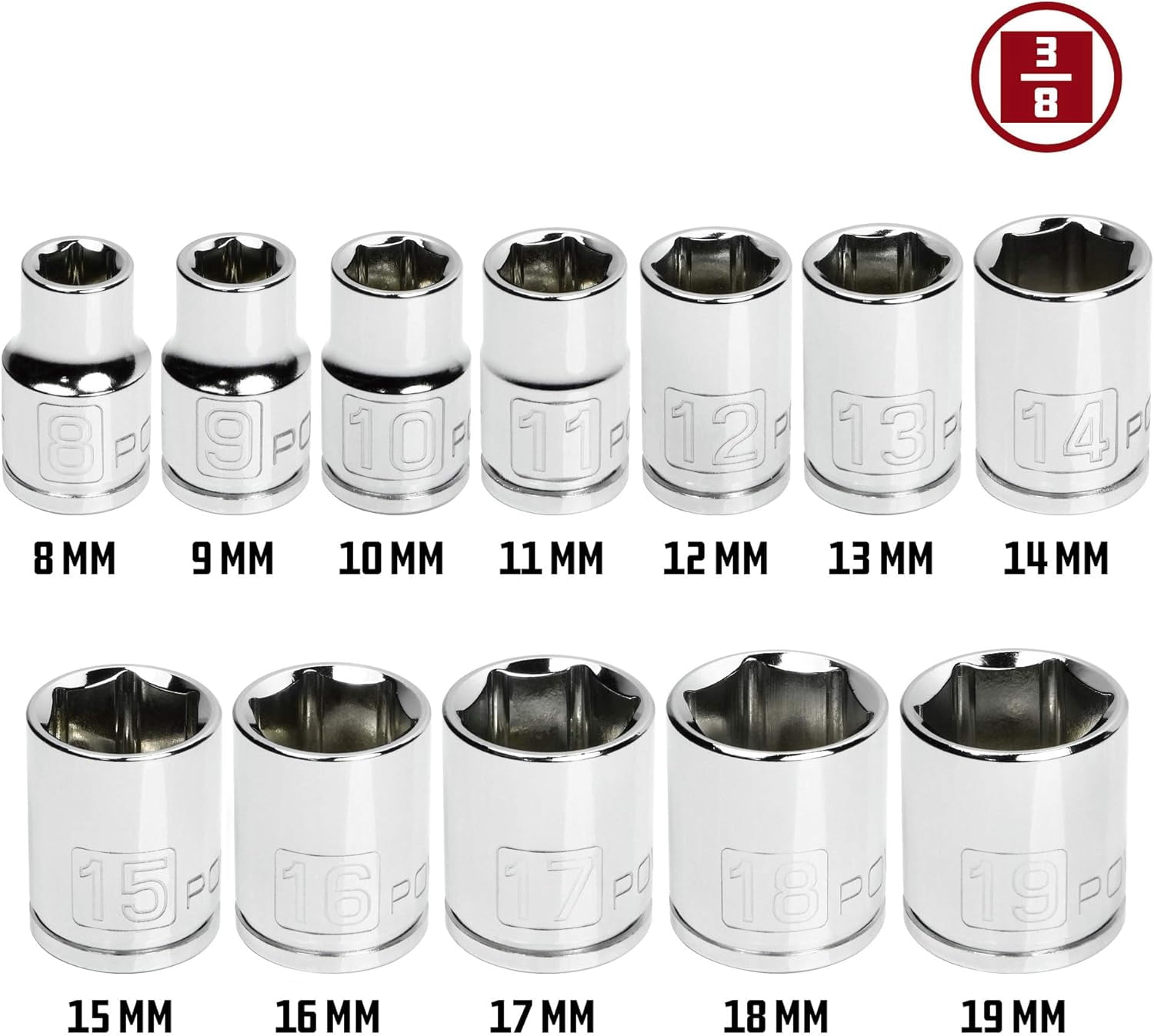 TYHREF-12 Pc. 3/8 Inch Drive Metric Socket Set – 6 Point Shallow ...