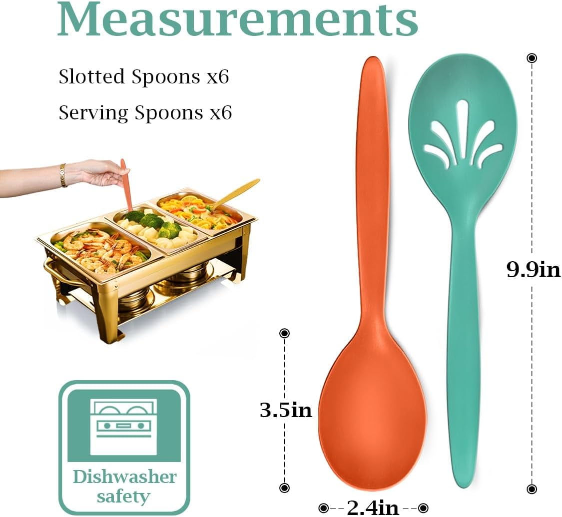 TYHREF-12 Pcs 10" Large Plastic Wheat Straw Serving Spoons Set, Serving ...