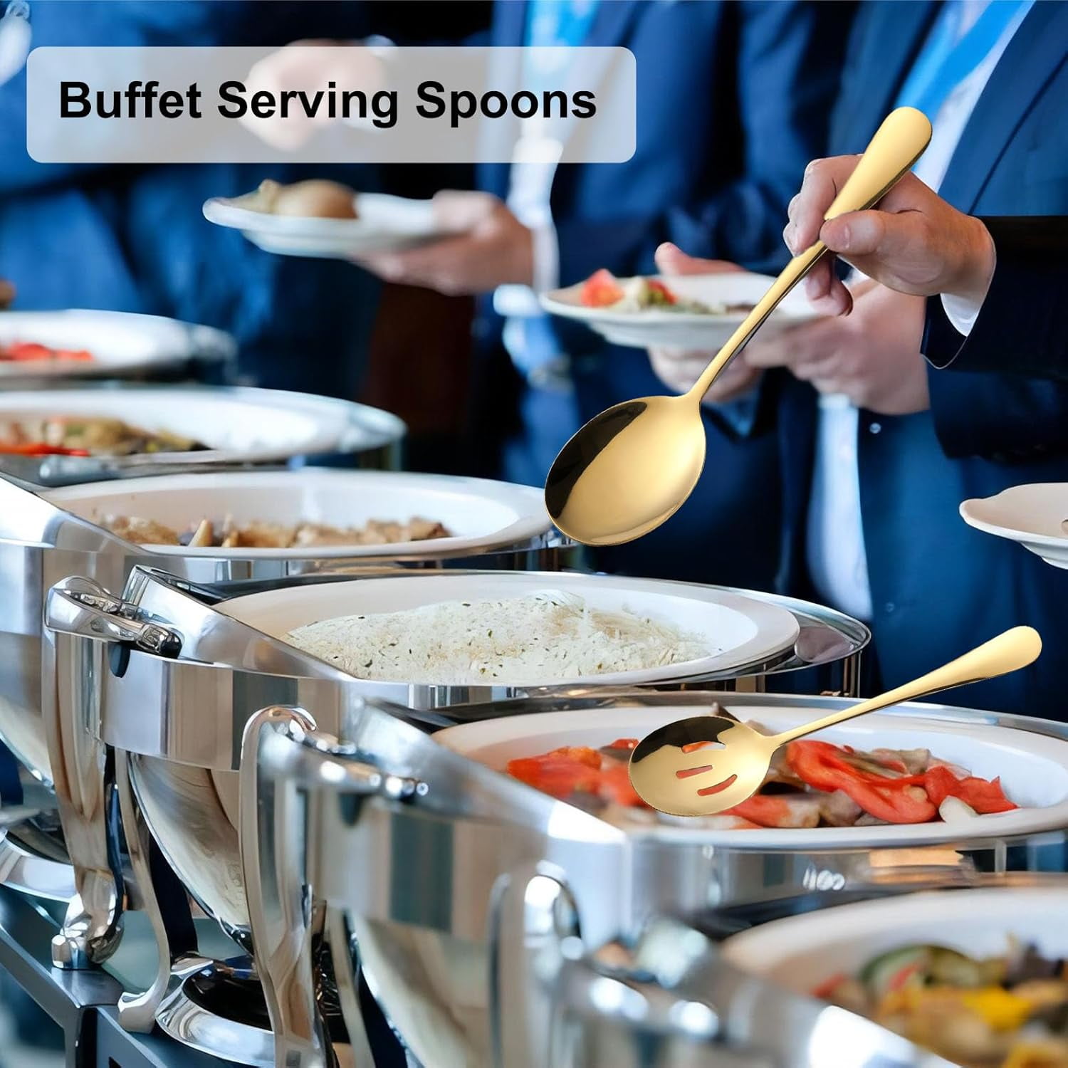 TYHREF-12-Piece Serving Set, 6 Serve Spoon & 6 Slotted Spoon, 8.7-Inch ...