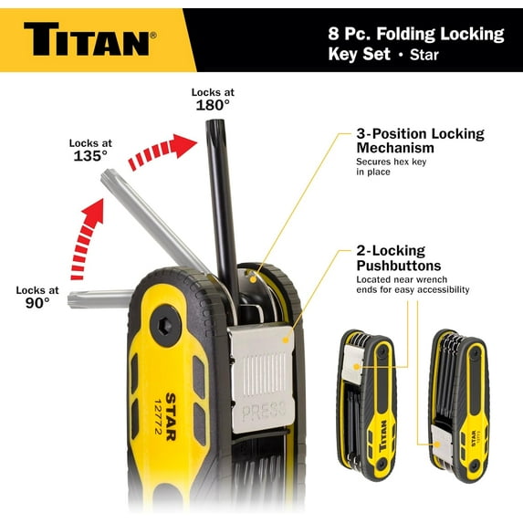 TYHREF-12772 8-Piece Star Folding Allen Wrench Set, Locking Hex Key ...