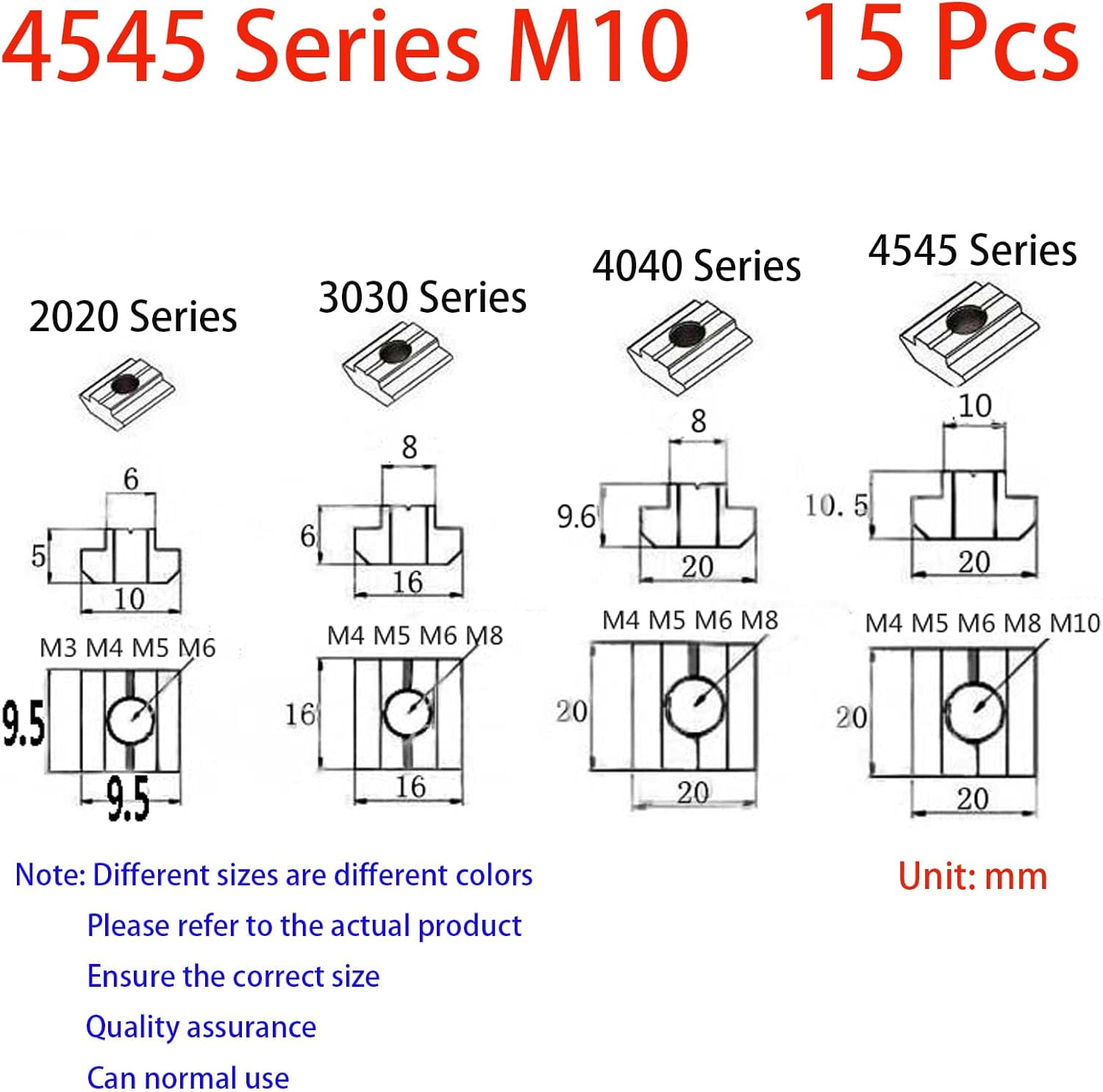 TYHREF-15Pcs 4545 Series T Sliding Nuts Hammer Nut Block Square Nuts ...