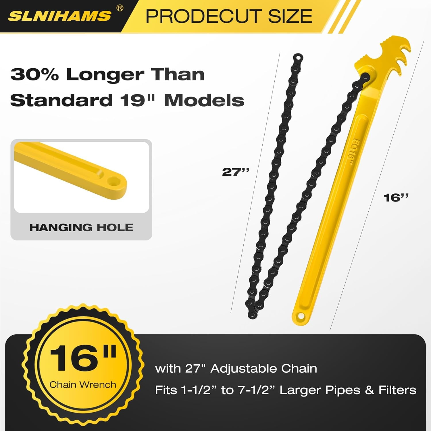 TYHREF-16 Inch Chain Wrench, Heavy Duty Oil Filter Chain Wrench ...