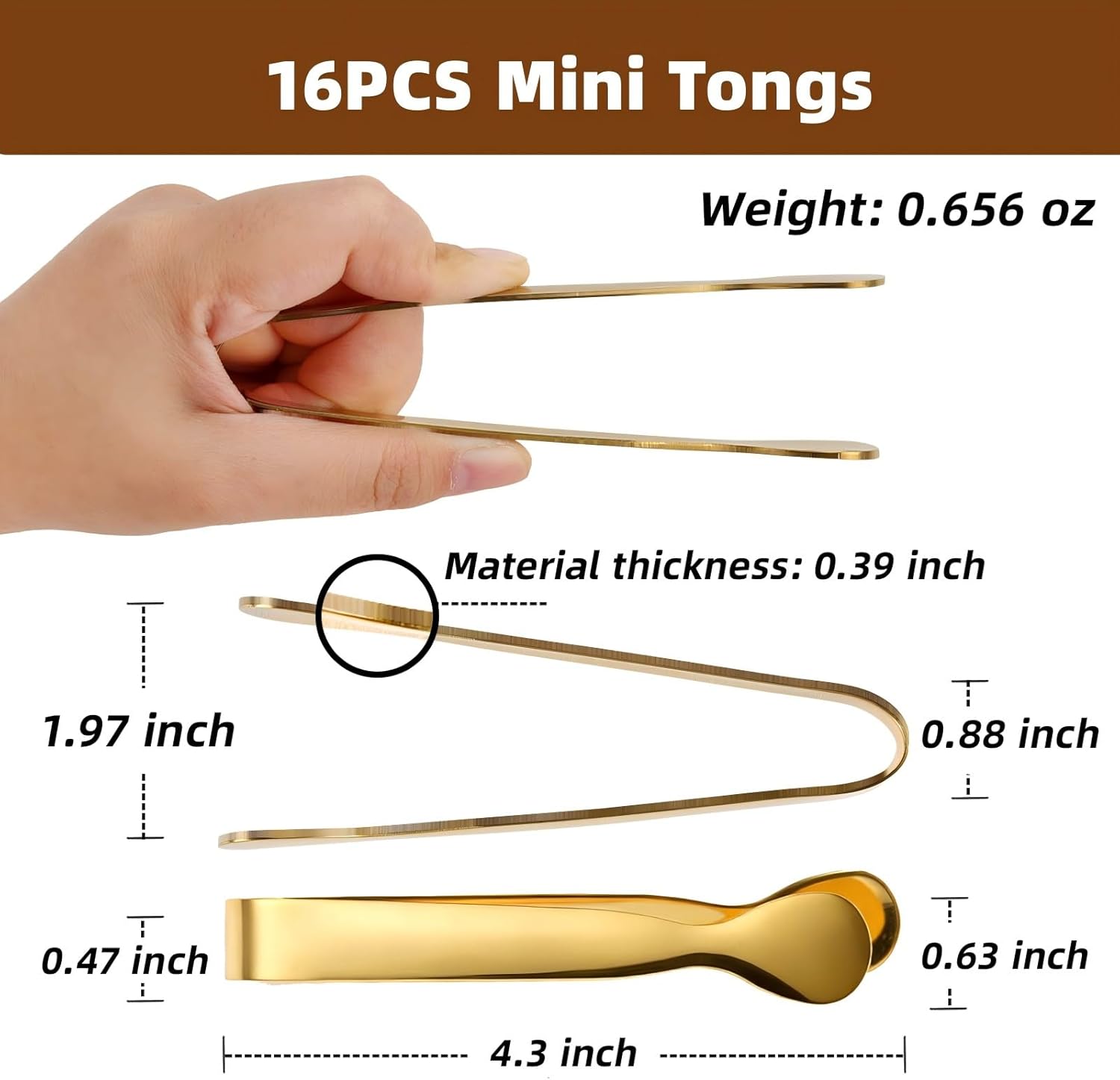 TYHREF-16 PCS Mini Serving Tongs - 4.3 inch, Food-Grade 18/8 Stainless ...
