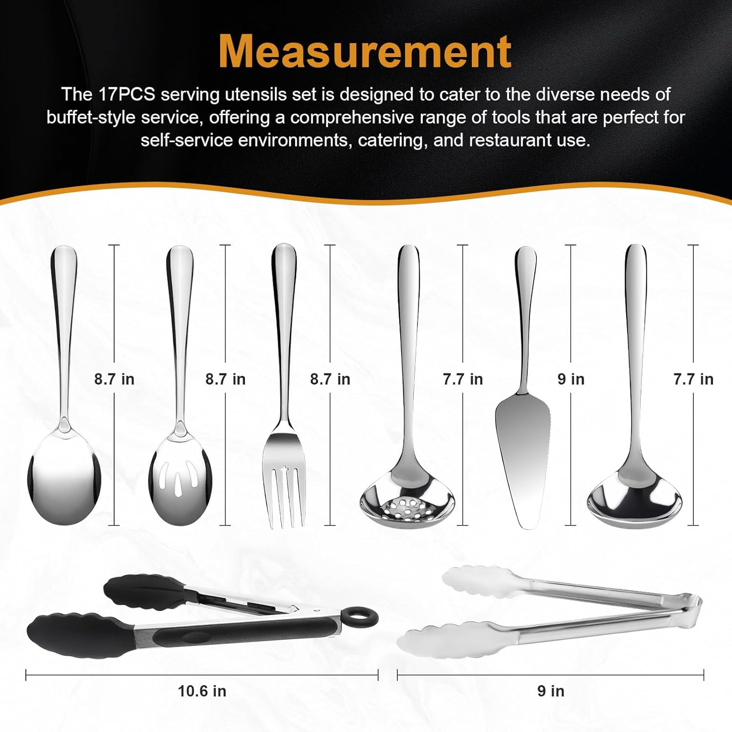TYHREF-17PCS Serving Utensils Set Flatware, Stainless Steel Serveware ...