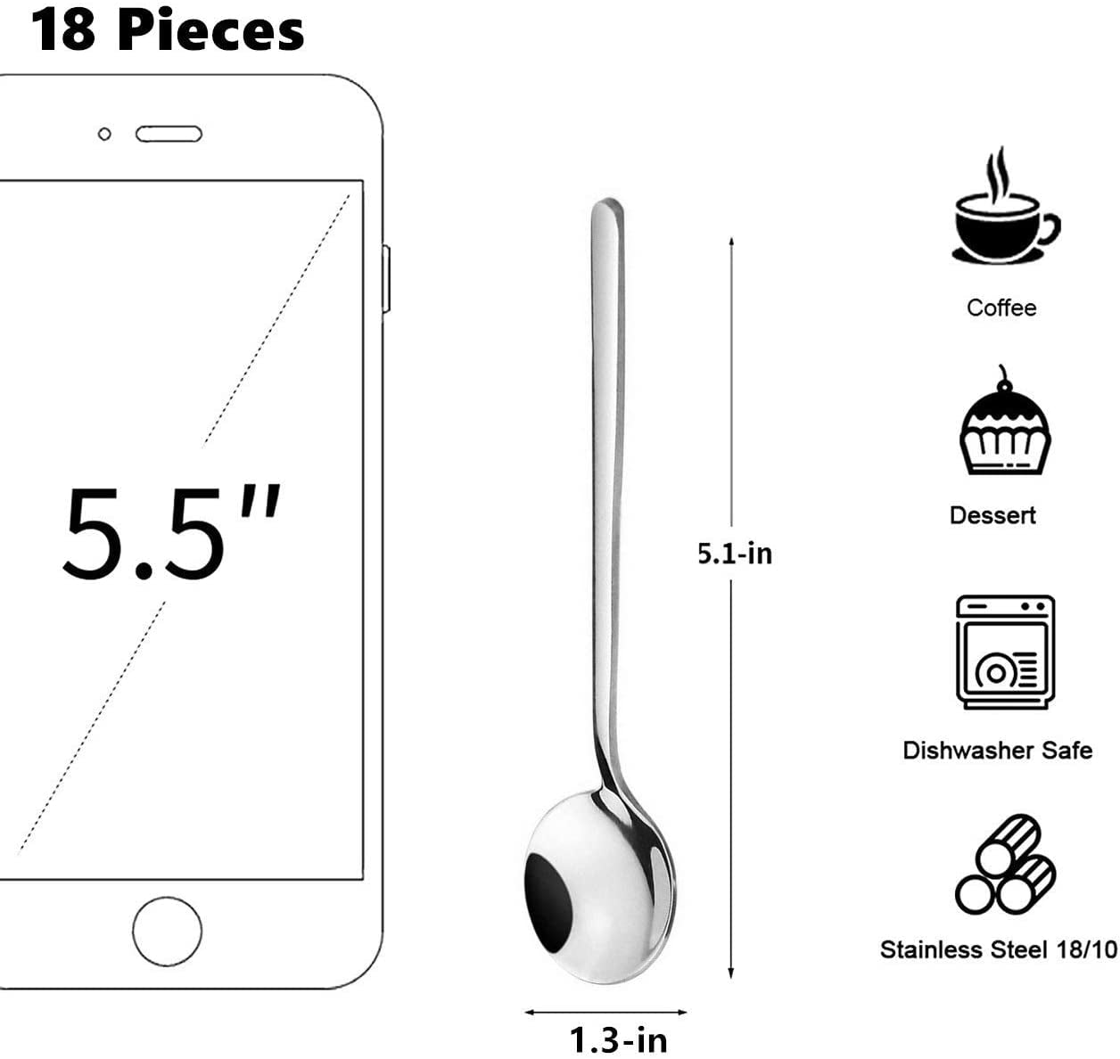 TYHREF-18 Pack Stainless Steel Espresso Spoons, findTop Mini Teaspoons ...