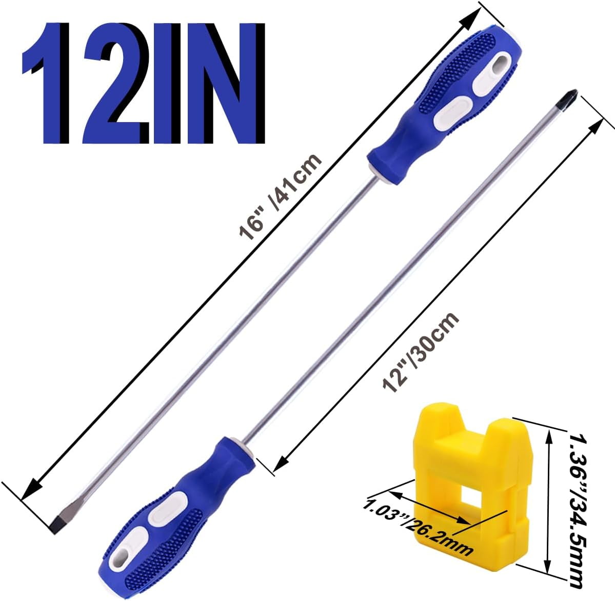 TYHREF-2-Pack 12-Inch Slotted & Phillips Screwdriver Set, Long Flat ...