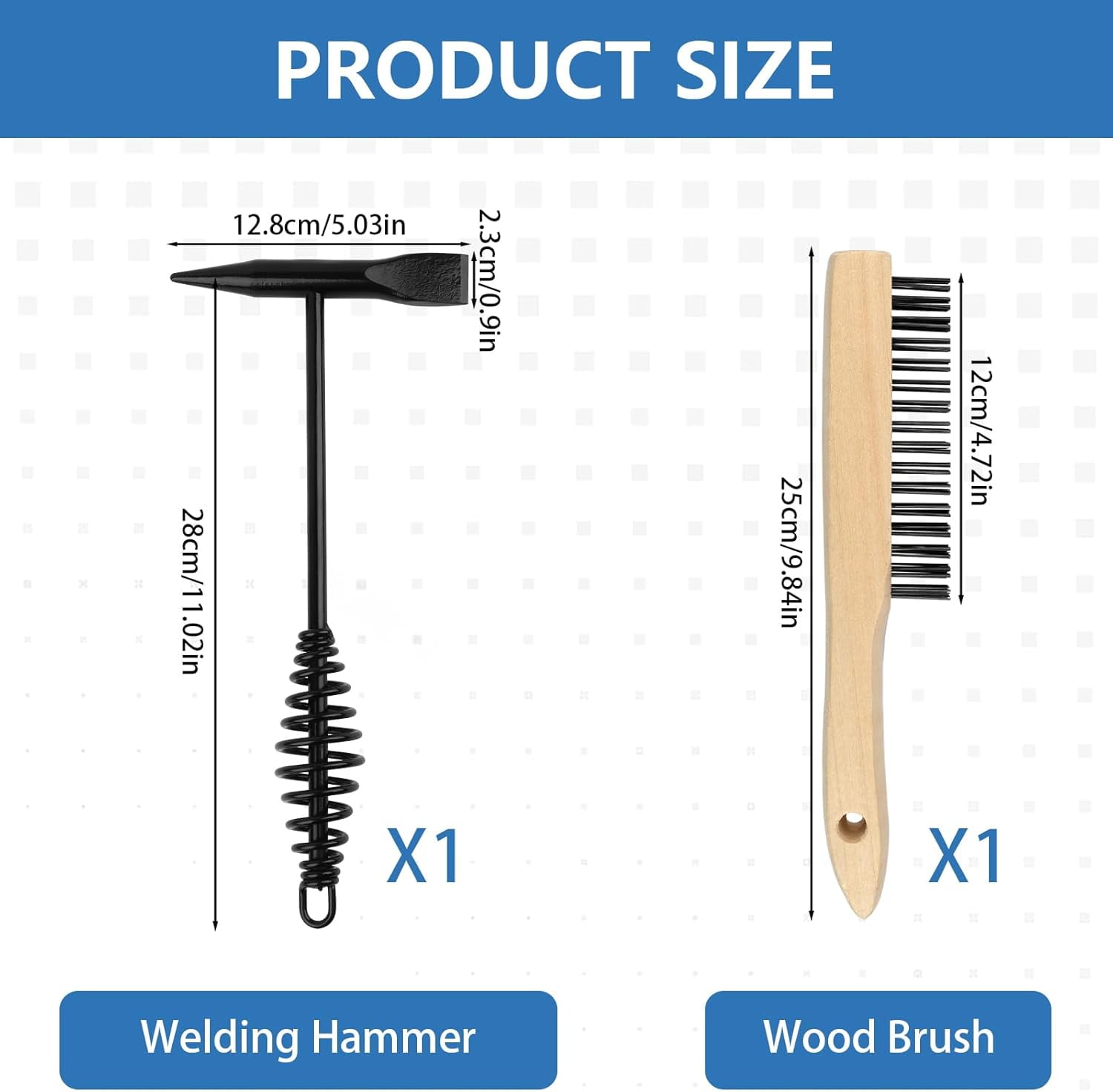 TYHREF-2 Pack Welding Chipping Hammer and Wire Brush Set – 11" Hammer ...