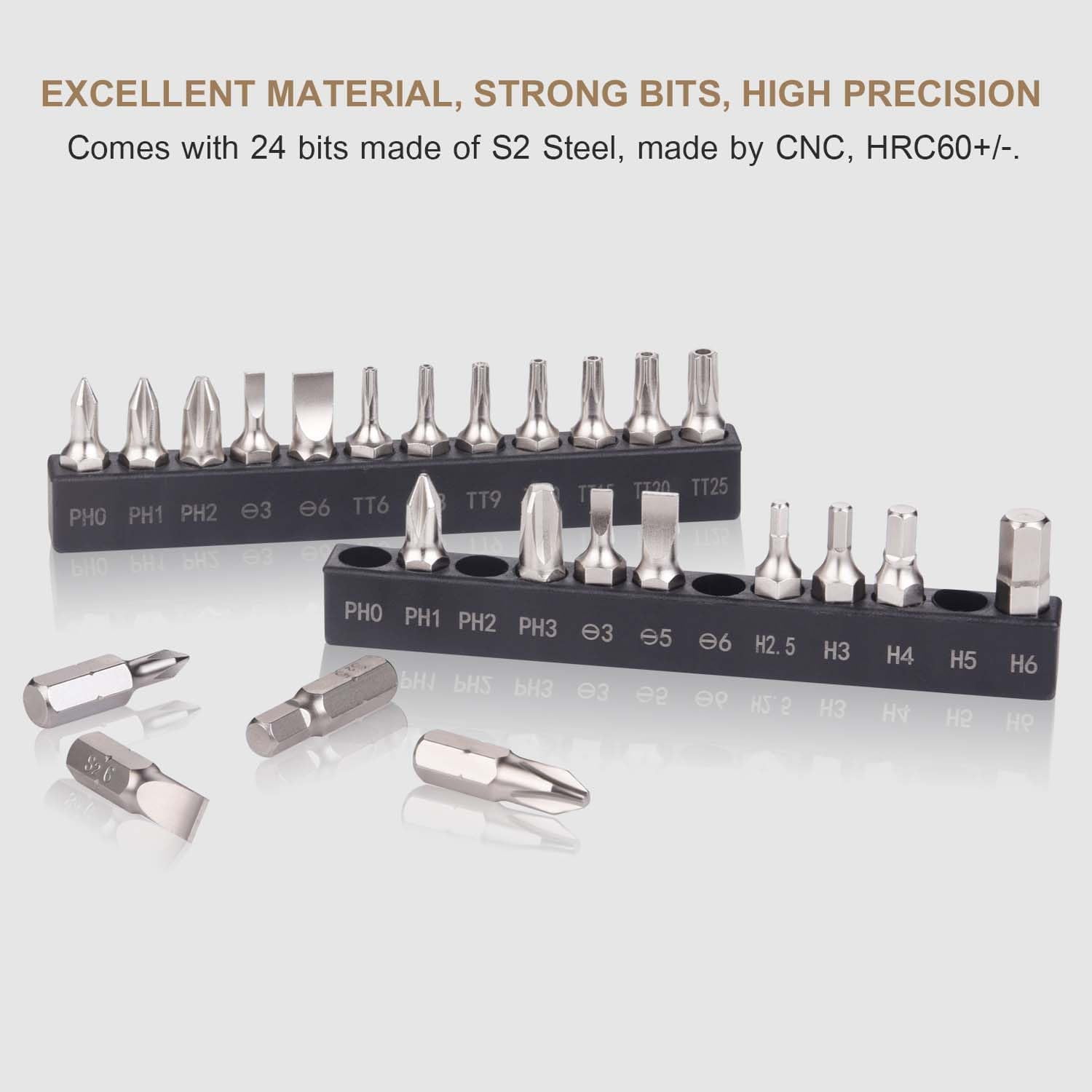 TYHREF-25in1 S2 Steel Mini Ratchet Wrench Screwdriver Bit Set with 1/4 ...