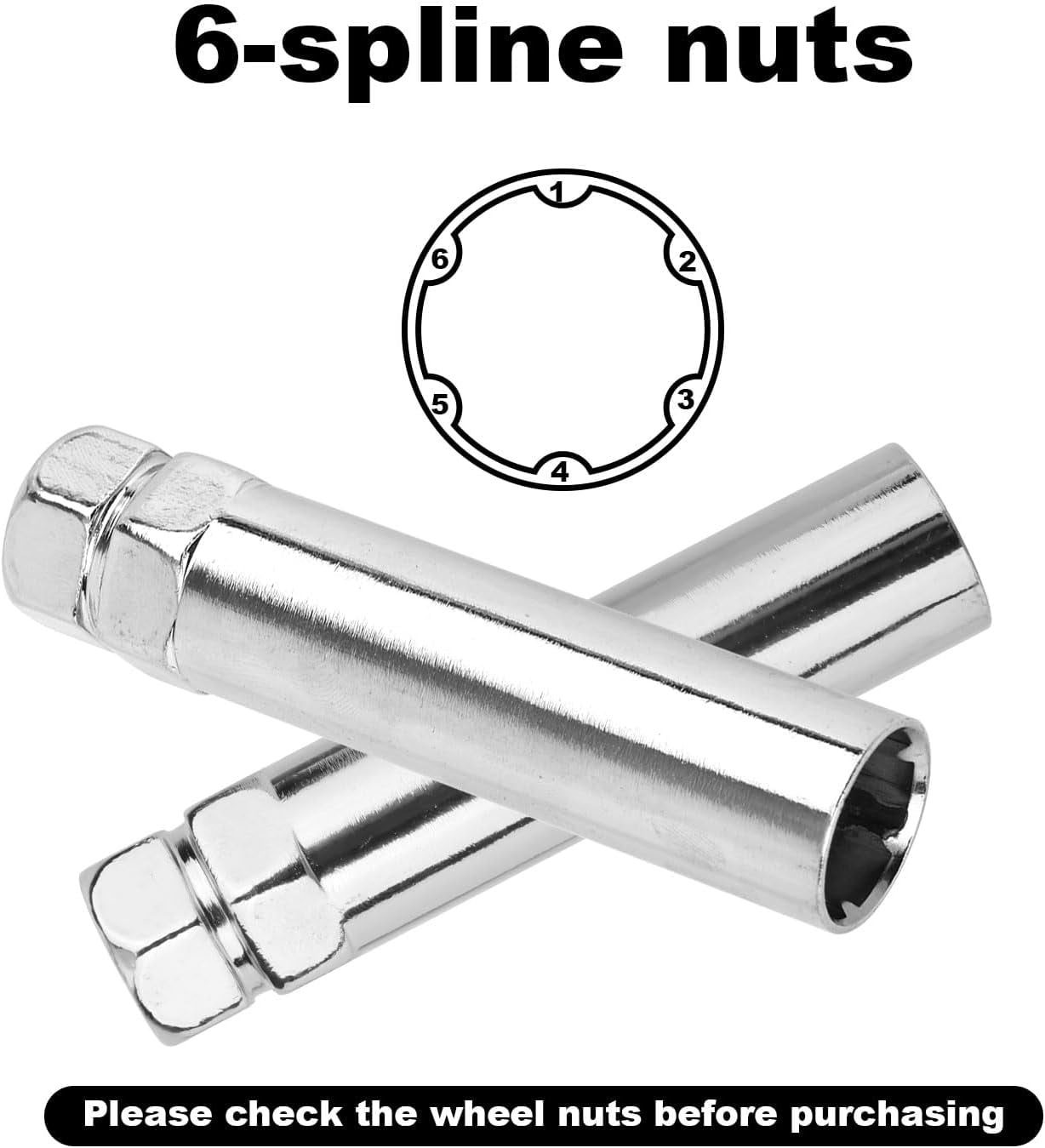 TYHREF-2pcs 6 Spline Lug Nut Socket Set, Steel Wheel Lock Lug Nut Key 6 ...