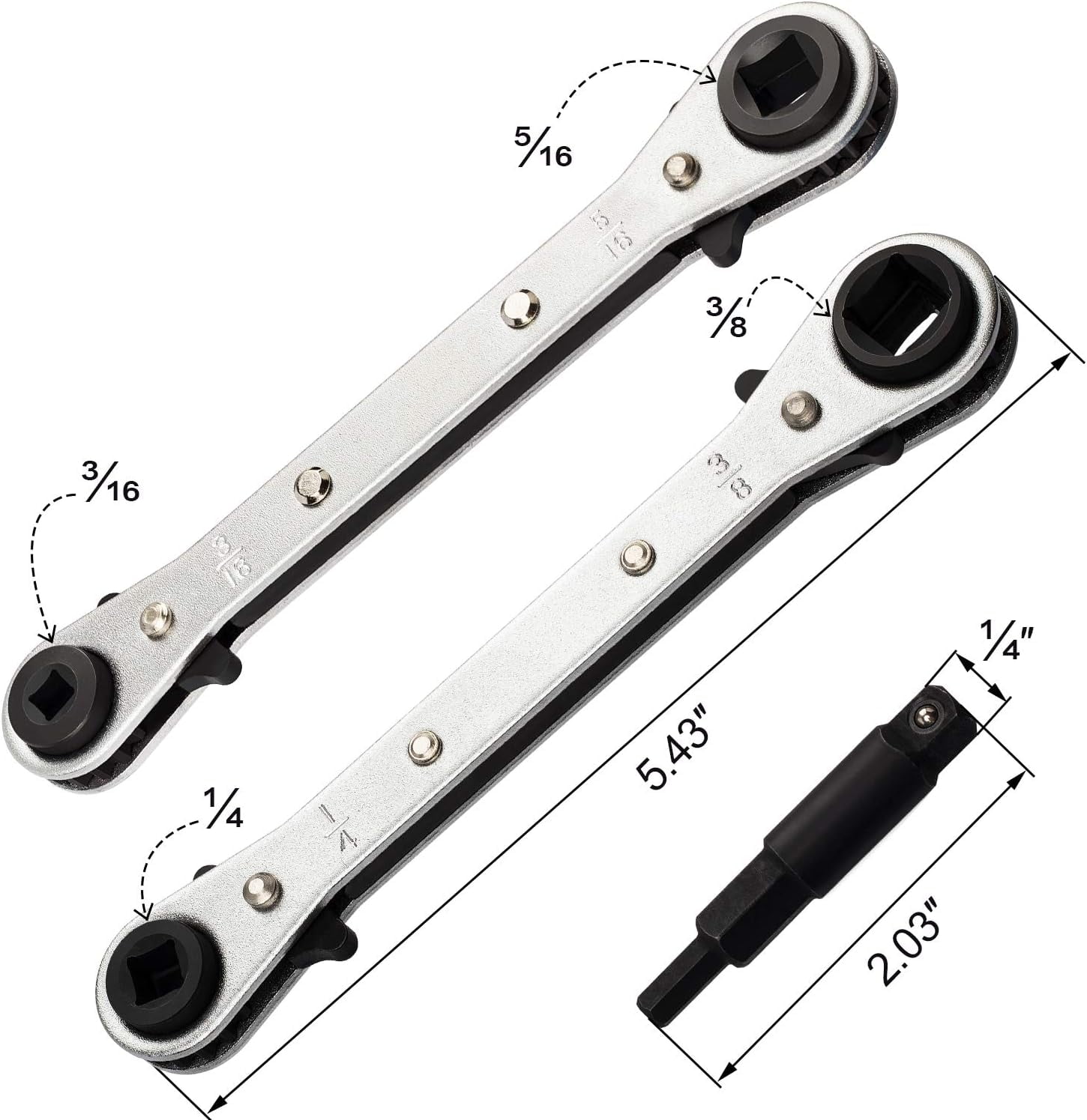 TYHREF-3/16 to 3/8 Ratchet Wrench, HVAC Service Wrench with Hexagon Bit ...