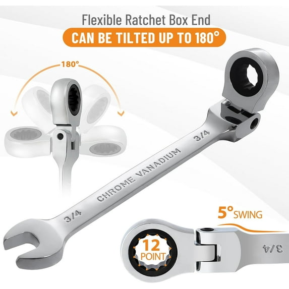 TYHREF-3/4 Wrench, Flex-Head Ratcheting Combination Wrench Industrial ...