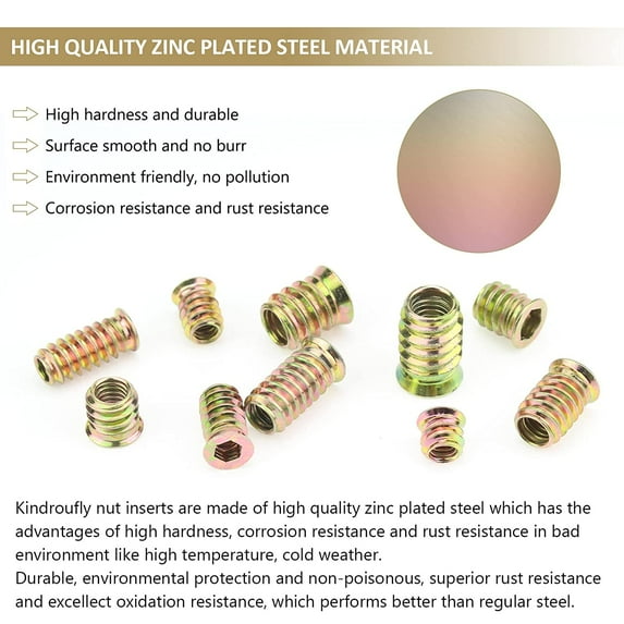 TYHREF-3/8"-16 x 20mm Threaded Inserts, Nut Inserts, Wood Inserts, Zinc ...