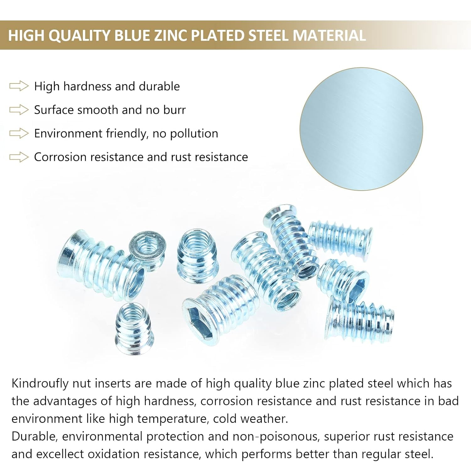 TYHREF-3/8"-16 x 25mm Threaded Inserts, Nut Inserts, Wood Inserts, Blue ...