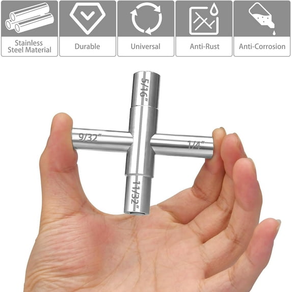 TYHREF-3 Pcs 4 Way Sillcock Key Set 1/4", 9/32", 5/16", 11/32 Steel ...