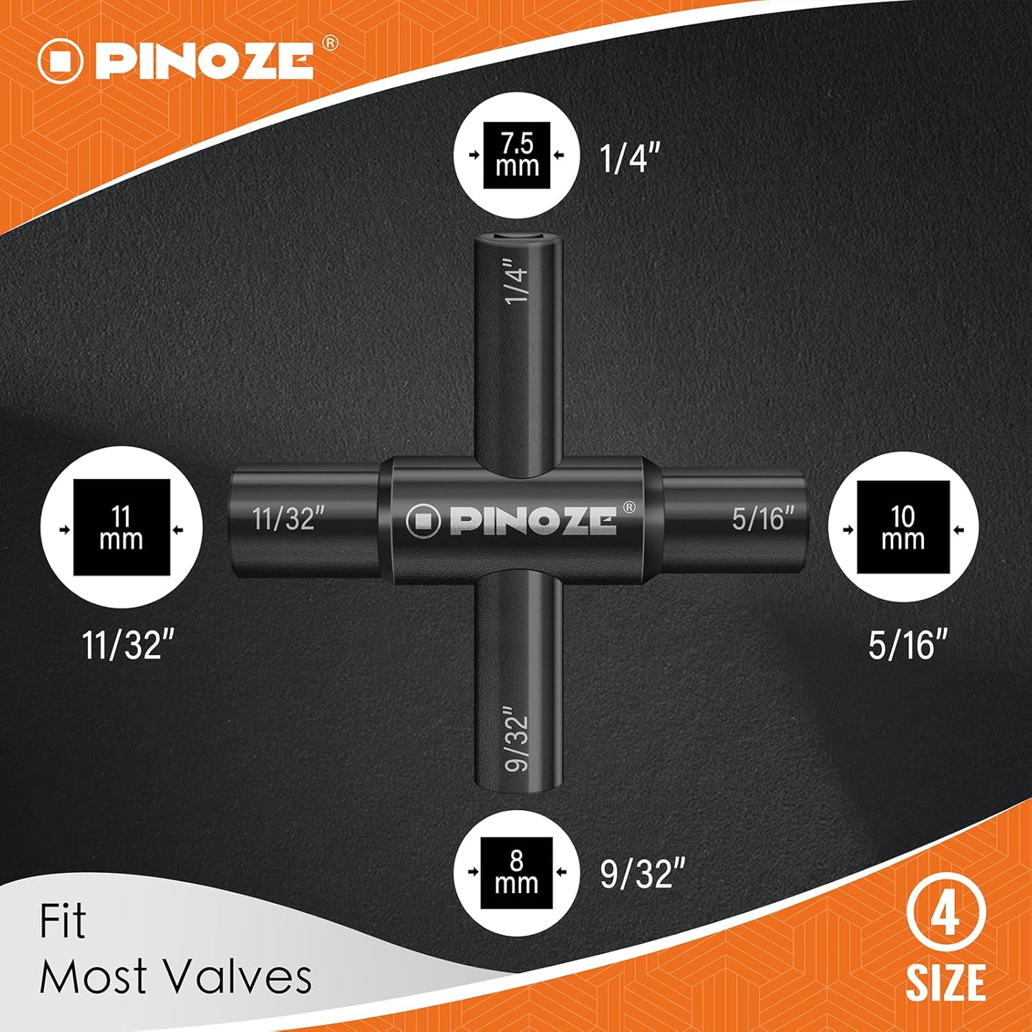 TYHREF-4 Way Sillcock Water Key, 1/4", 9/32", 5/16", 11/32", 2-Pack ...