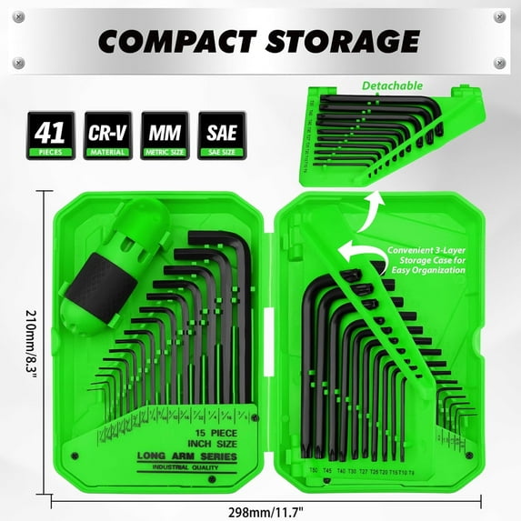 TYHREF-41-Piece Hex Key Allen Wrench Set, Allen Key with Ergonomic ...