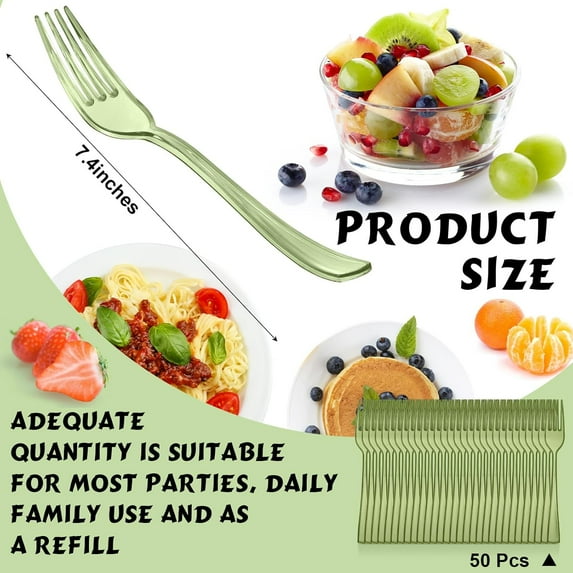 TYHREF-50 Pcs Plastic Forks Disposable Cutlery Heavy Duty Dinnerware ...
