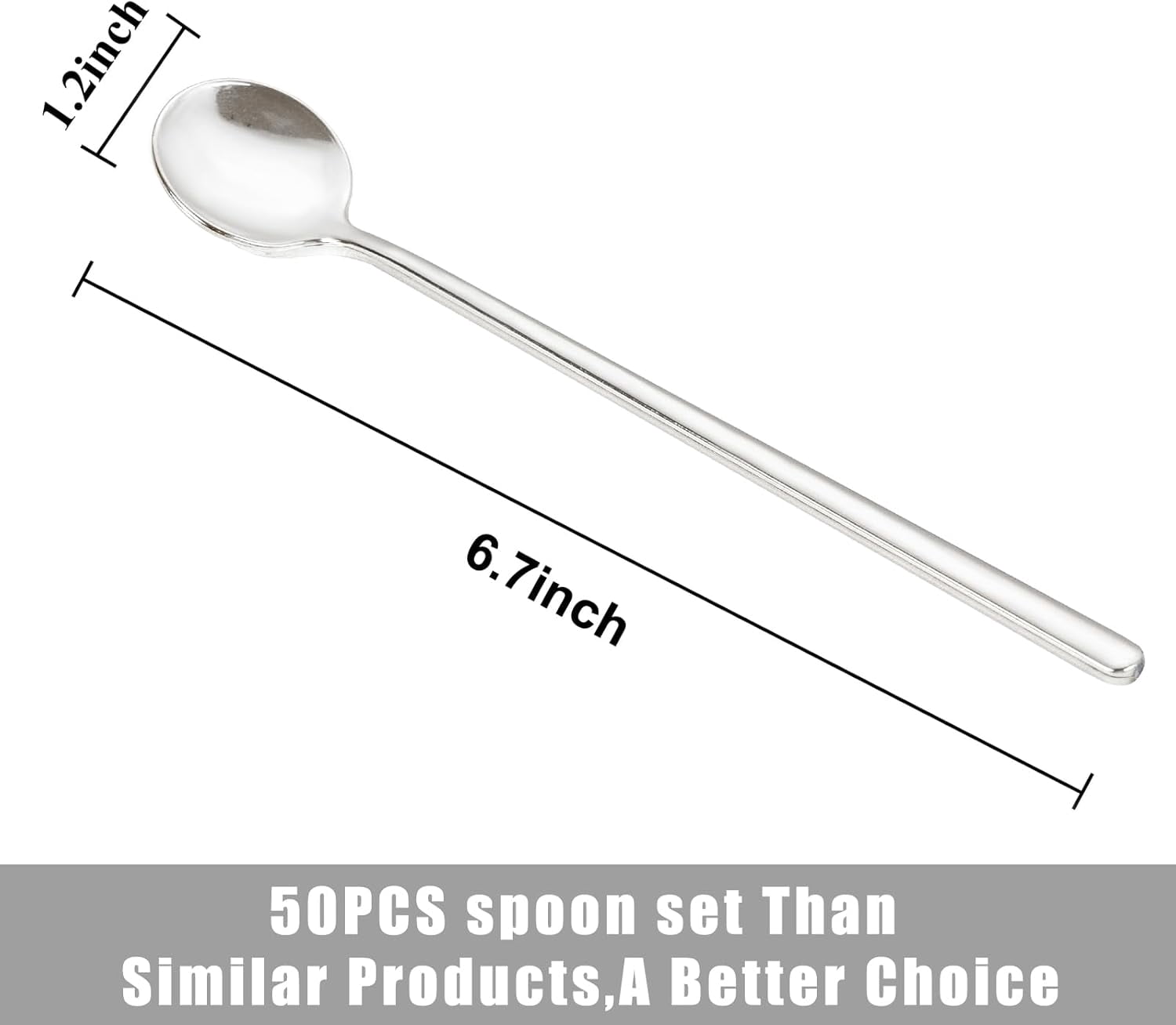 TYHREF-50Pcs Plastic Coffee Spoons Disposable - 6.7"Silver Tea Spoons ...