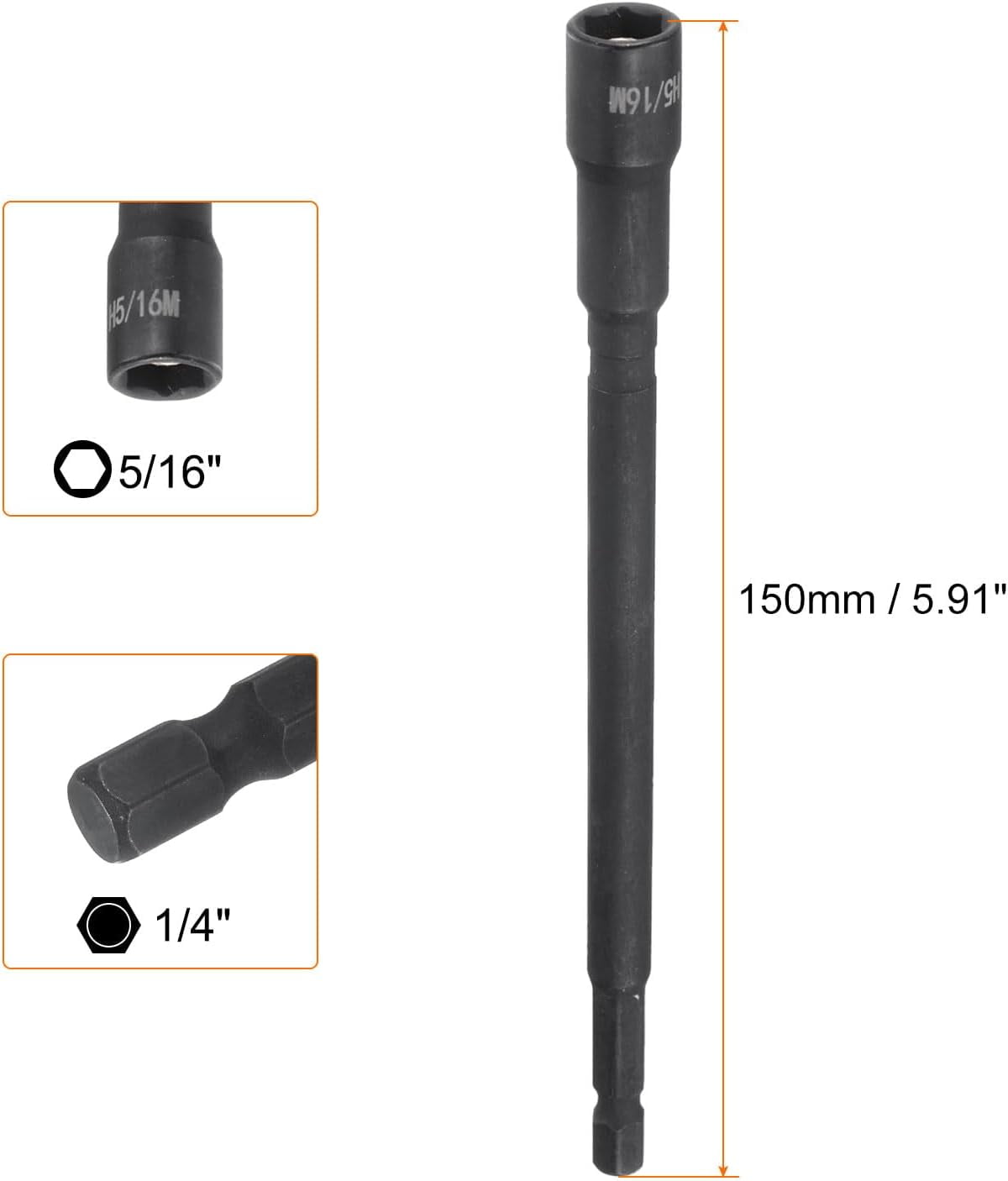 TYHREF-5Pcs Magnetic Nut Driver 5/16" x 1/4" Long Quick Change Hex ...