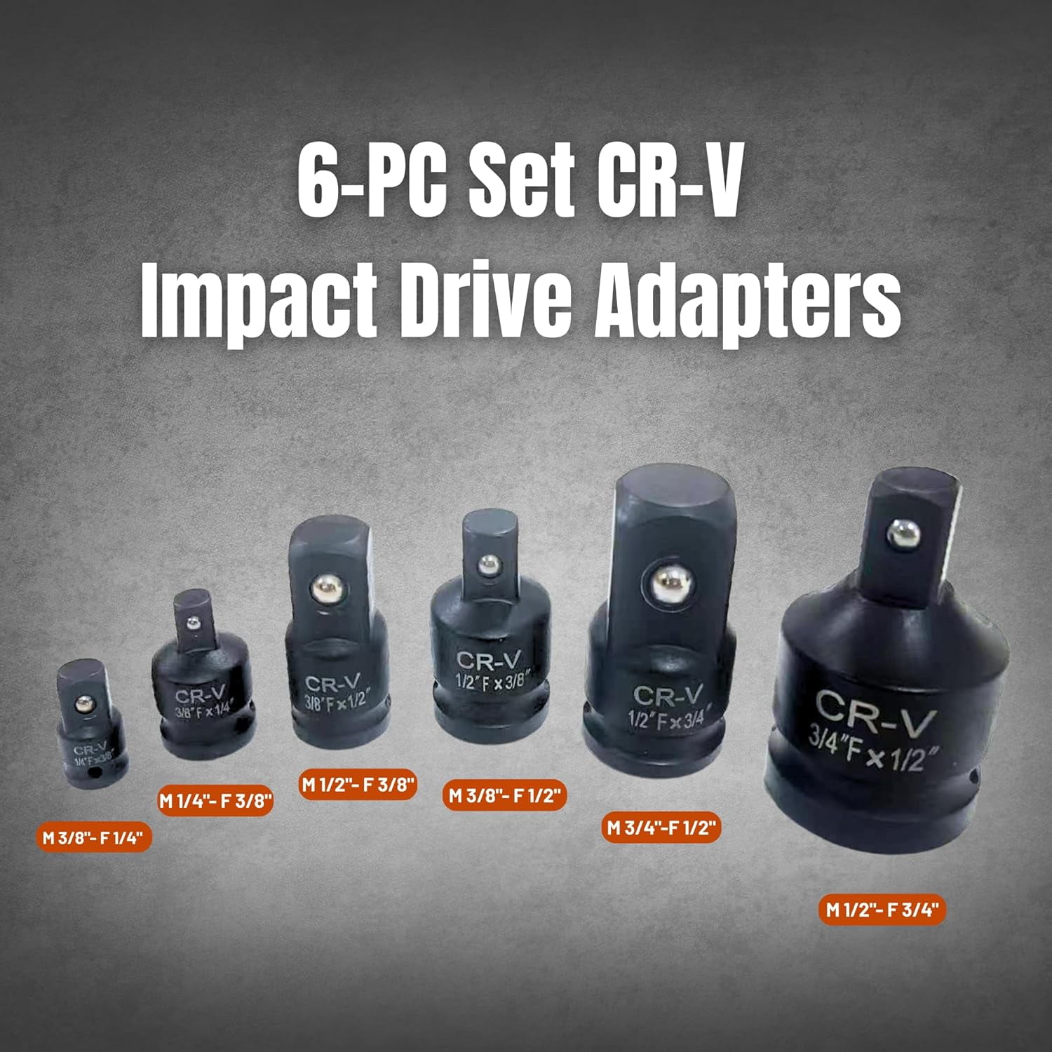 TYHREF-6-Piece Impact Socket Adapter and Reducer Set, Heavy-Duty CR-V ...