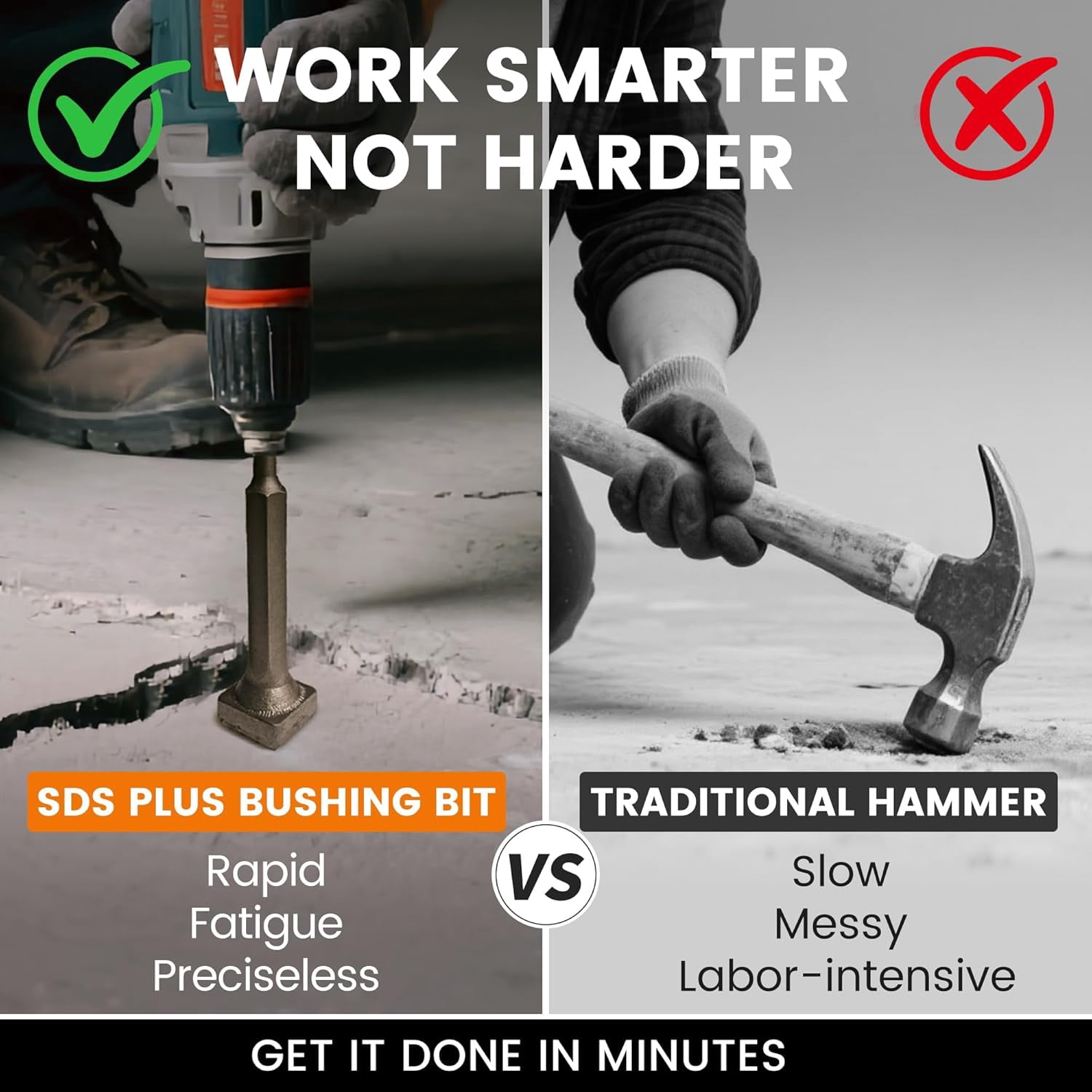 TYHREF-6 x 1 1/4In SDS Plus Bushing Hammer Tool Concrete Square Head ...