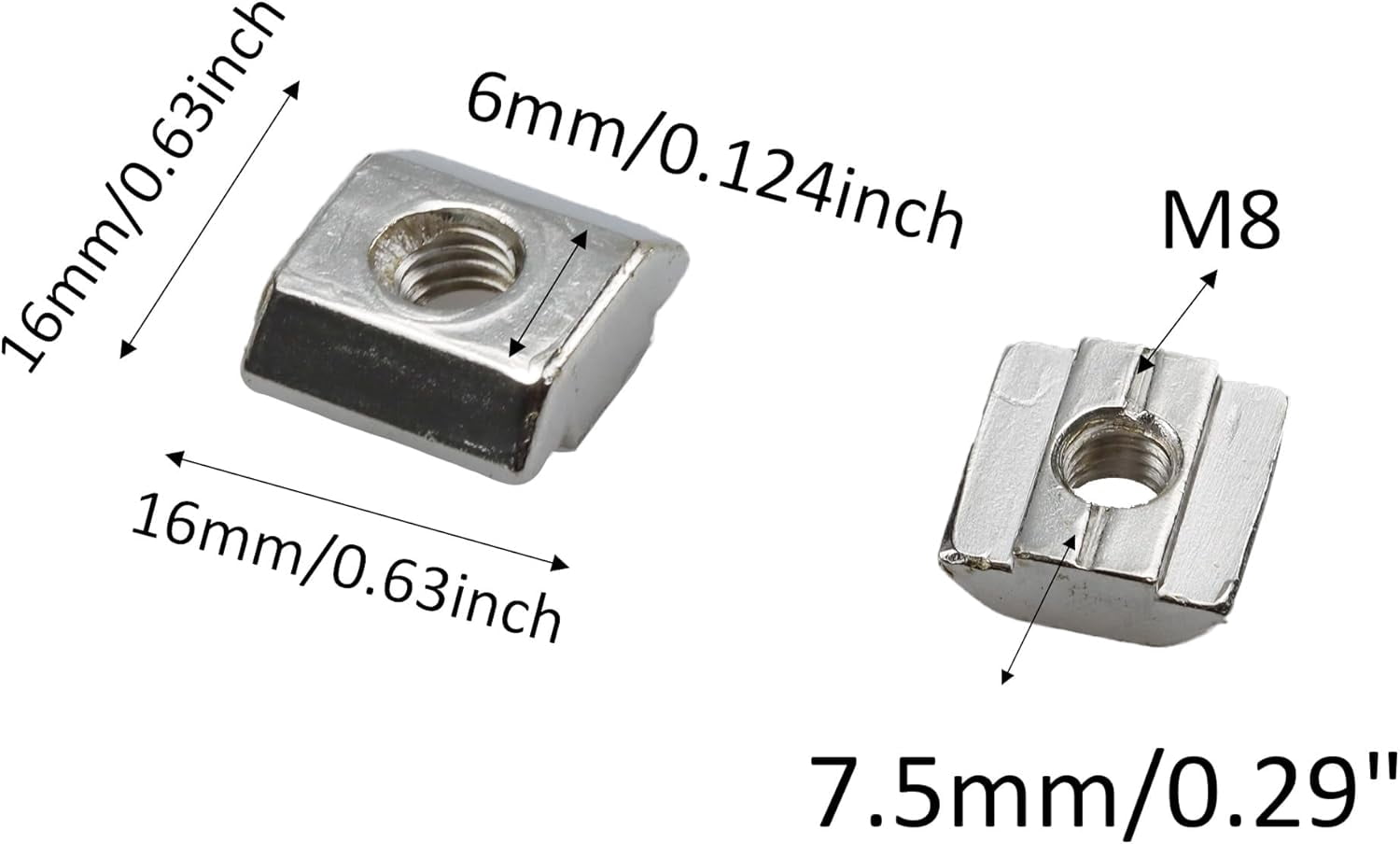 TYHREF-60Pcs 30 Series T Sliding Nut Hammer Nut Block Square Nuts M8 ...