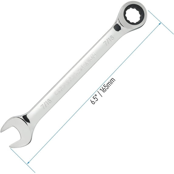 TYHREF-7/16 Inch Ratcheting Combination Wrench SAE 72 Teeth 12 Point ...