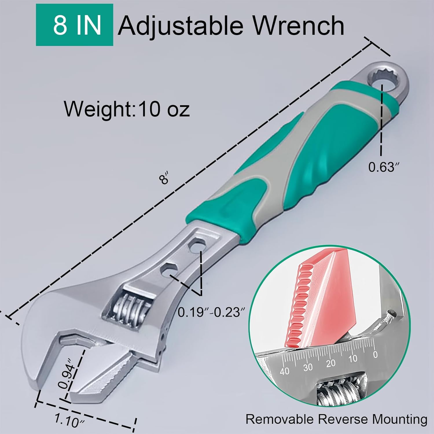 TYHREF-8" Adjustable Wrench,Removable Reverse Mounting,Metric & SAE ...