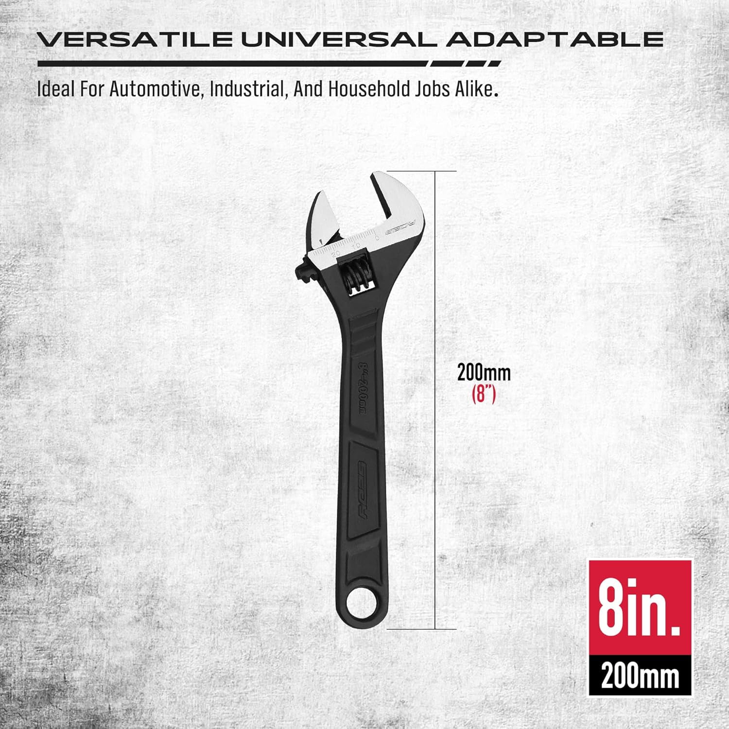 TYHREF-8-Inch Adjustable Wrench, Black Oxide Finish Wide Jaw Spanner ...